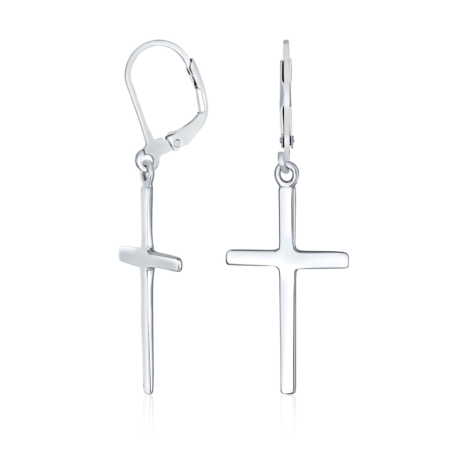 Bling Jewelry Womens Classic Religious Cross Dangle Earrings Lever Back ...