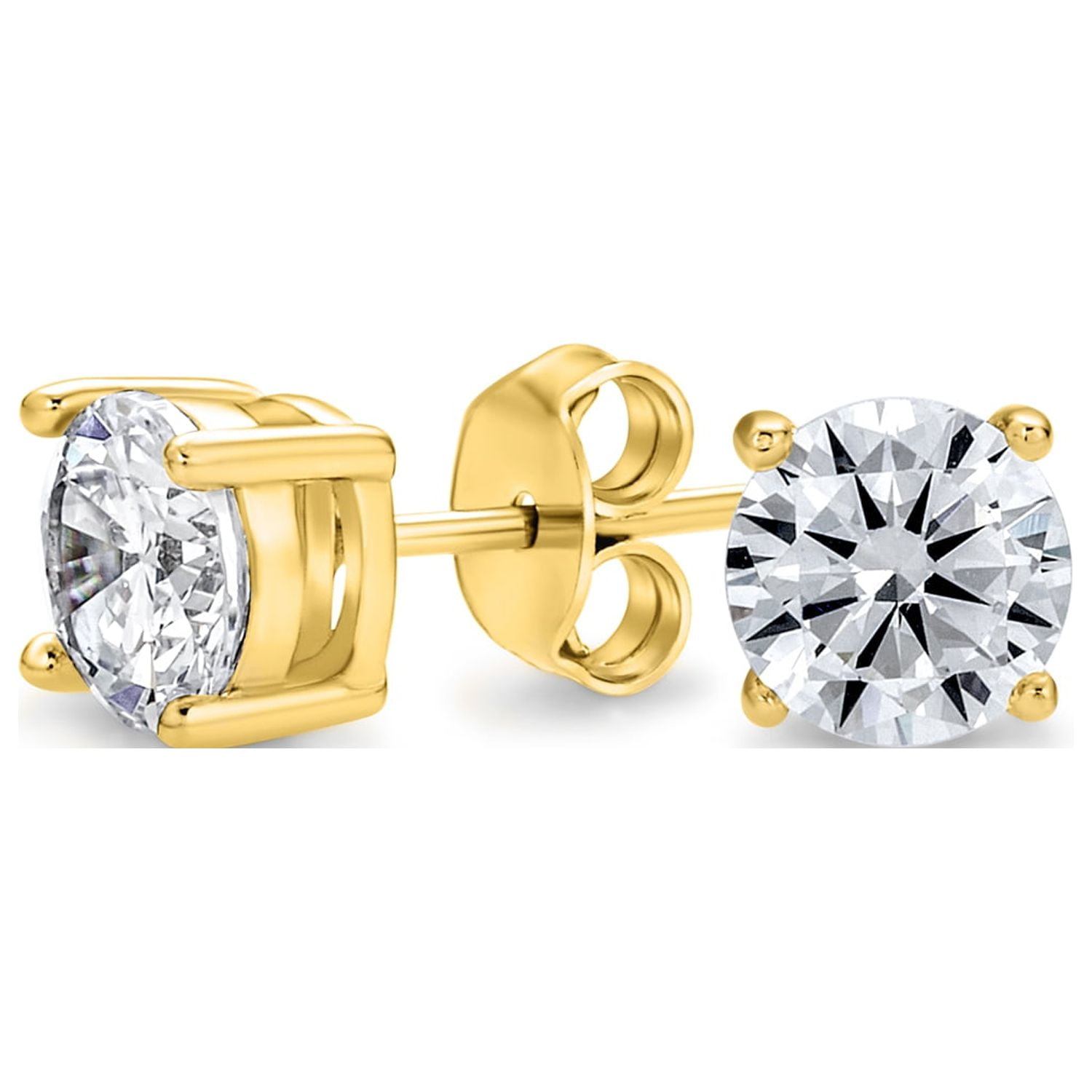 Bling Jewelry Men's Gold Plated .925 Sterling Silver CZ Stud Earrings ...