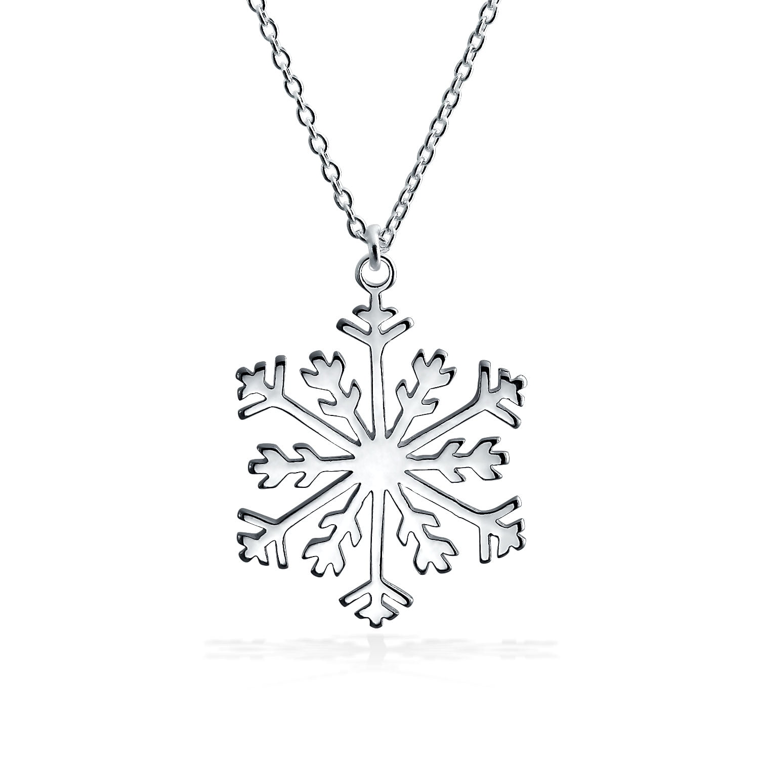 Bling Jewelry Womens Classic Snowflake Pendant Necklace Polished ...