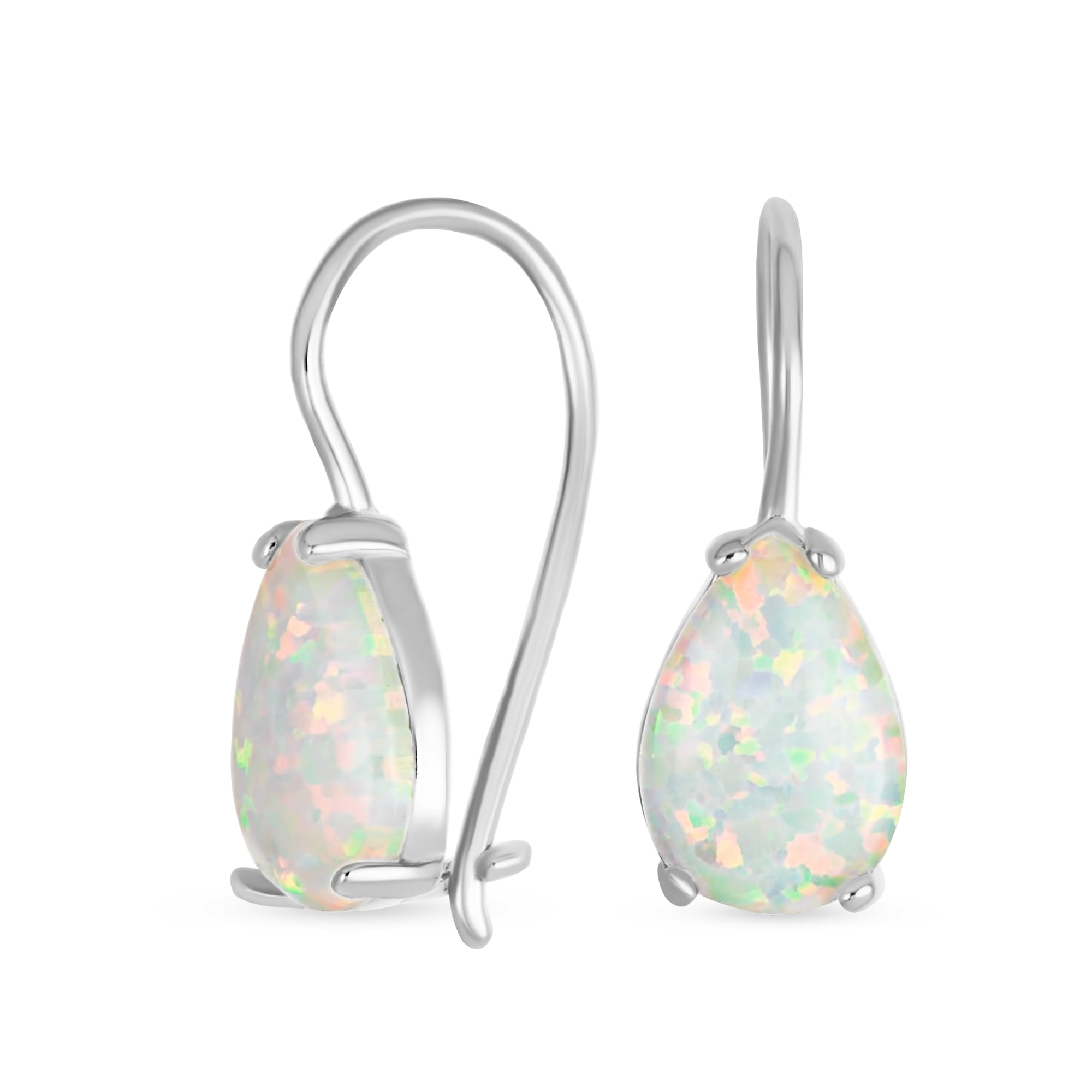 Bling Jewelry Womens Classic White Teardrop Opal Drop Earrings Silver ...