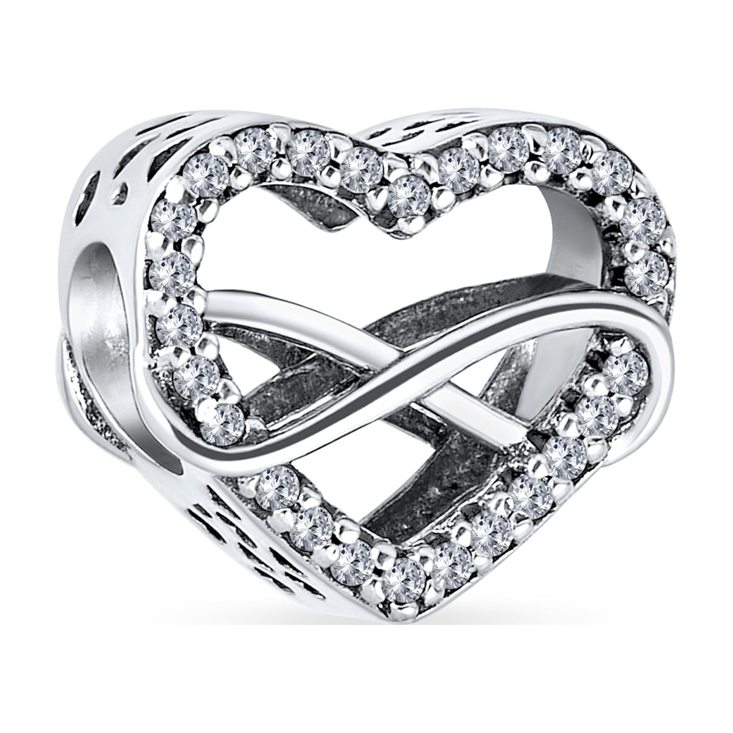 Bling Jewelry Womens Couples Love Knot Crystal Bead Charm Infinity ...