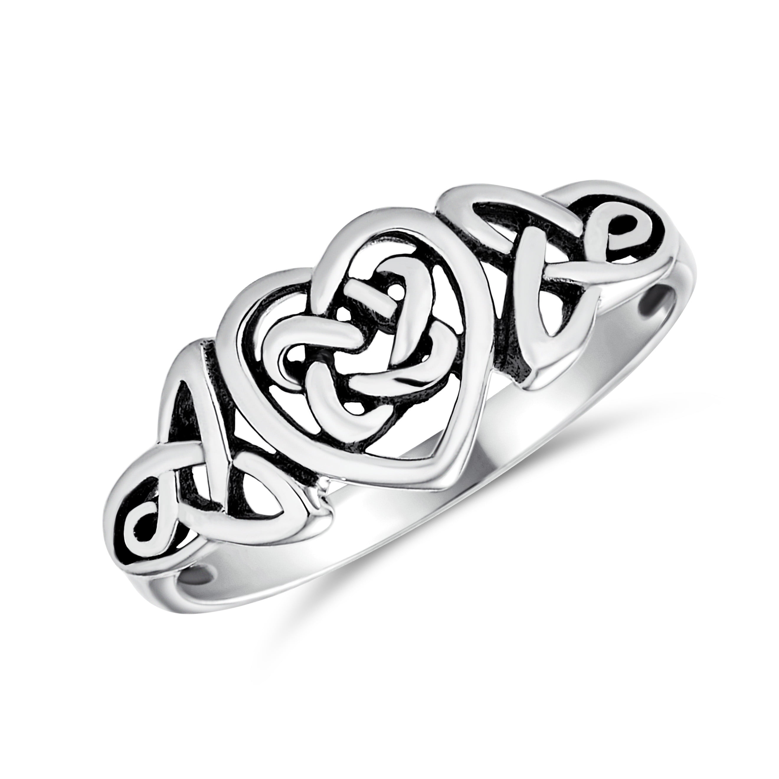 Bling Jewelry Sterling Silver Celtic Ring with Irish Love Knots, Infinity Heart, 1MM Band ...