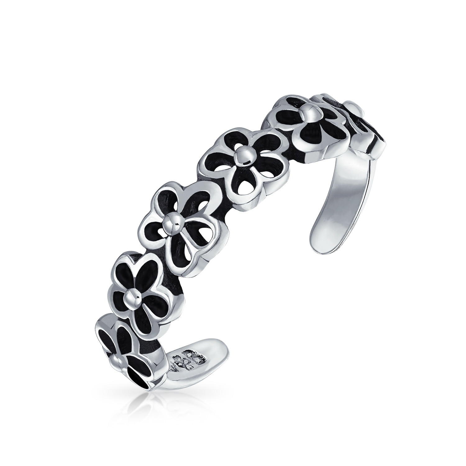 Bling Jewelry Womens Daisy Flower Oxidized Sterling Silver Midi Band ...