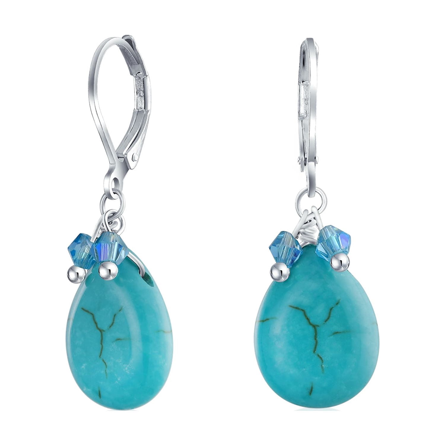 Bling Jewelry Womens Dangle Gemstone Earrings with Pear Shape Crystal ...