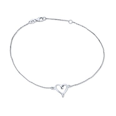 Double Heart Anklet Interlocking Ankle Bracelet Sterling Silver ...