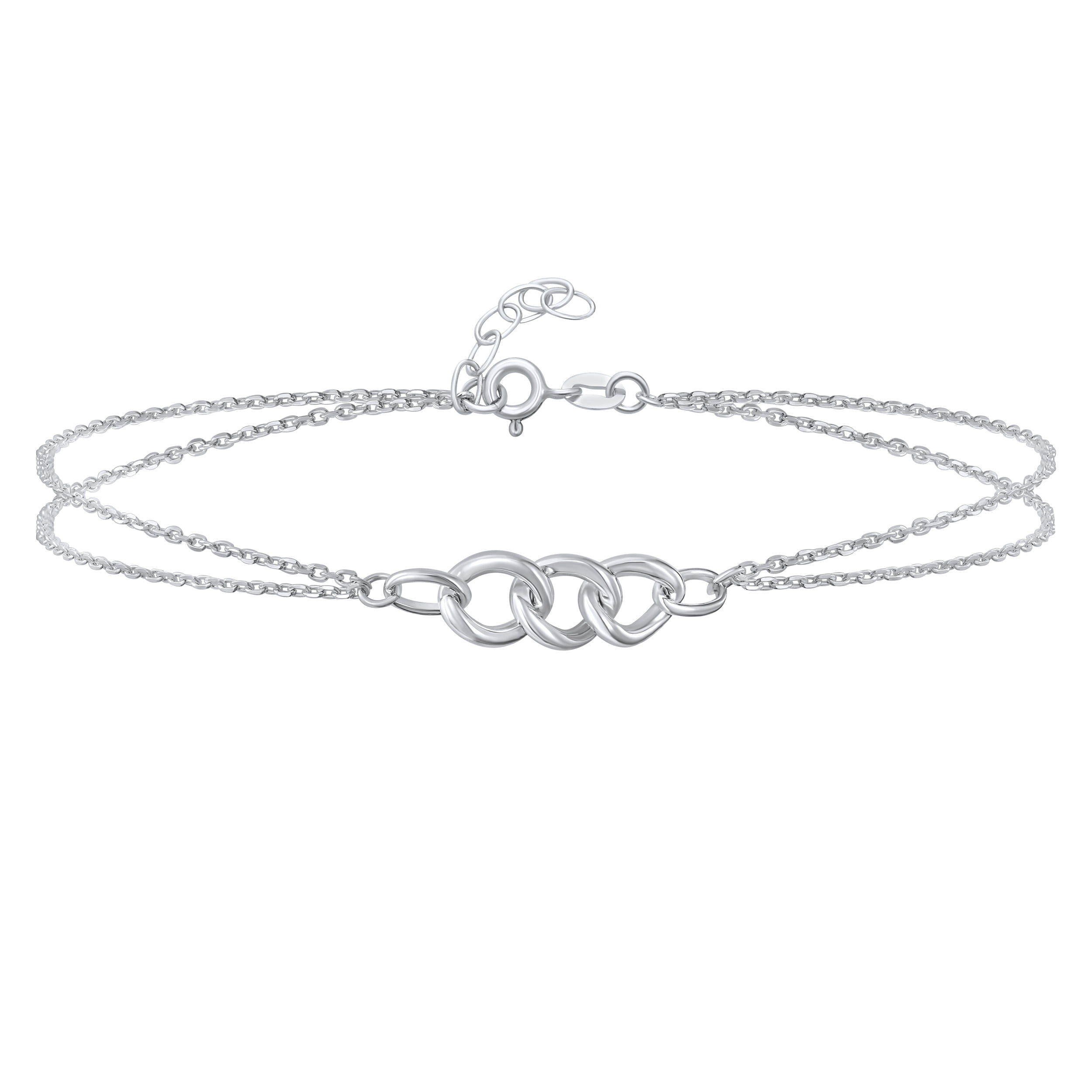 Bling Jewelry Womens Double Chain Love Interlocking Anklet Ankle ...
