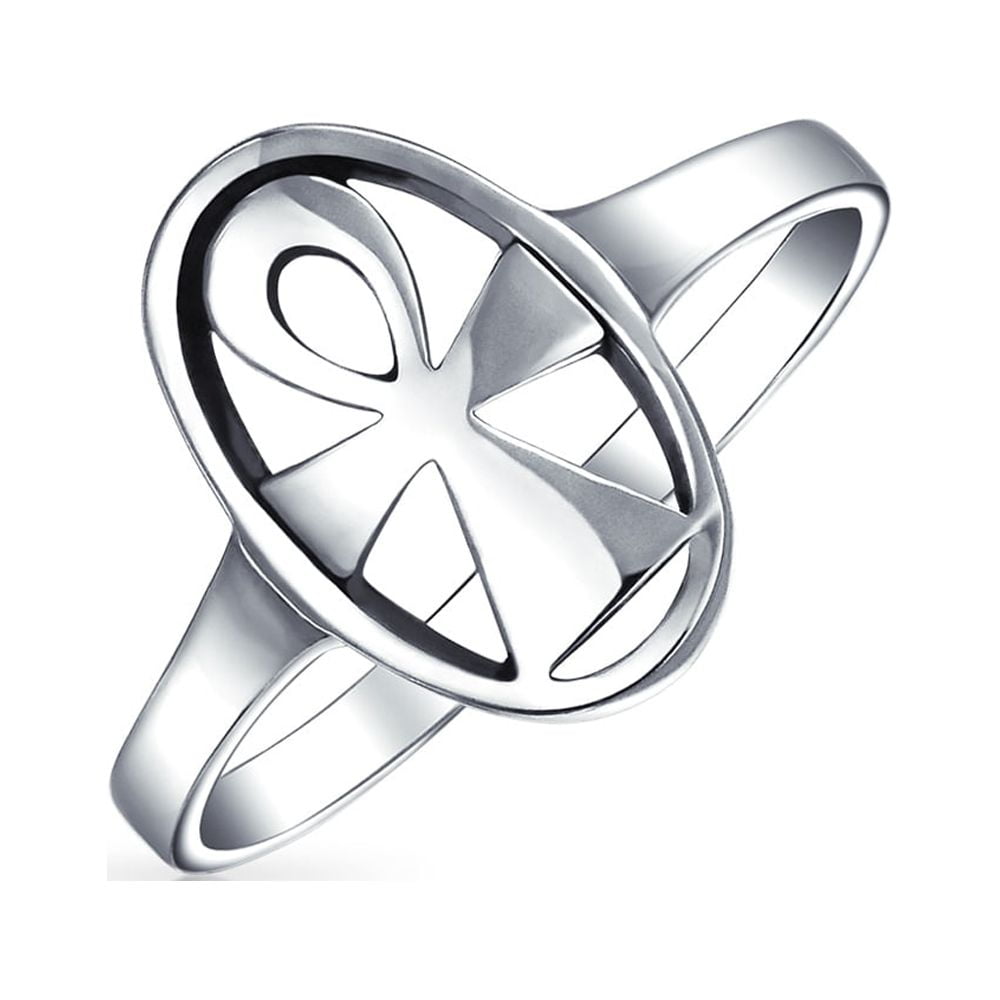 Bling Jewelry Womens Eternal Key of Life Ankh Cross Silver Ring for Men ...