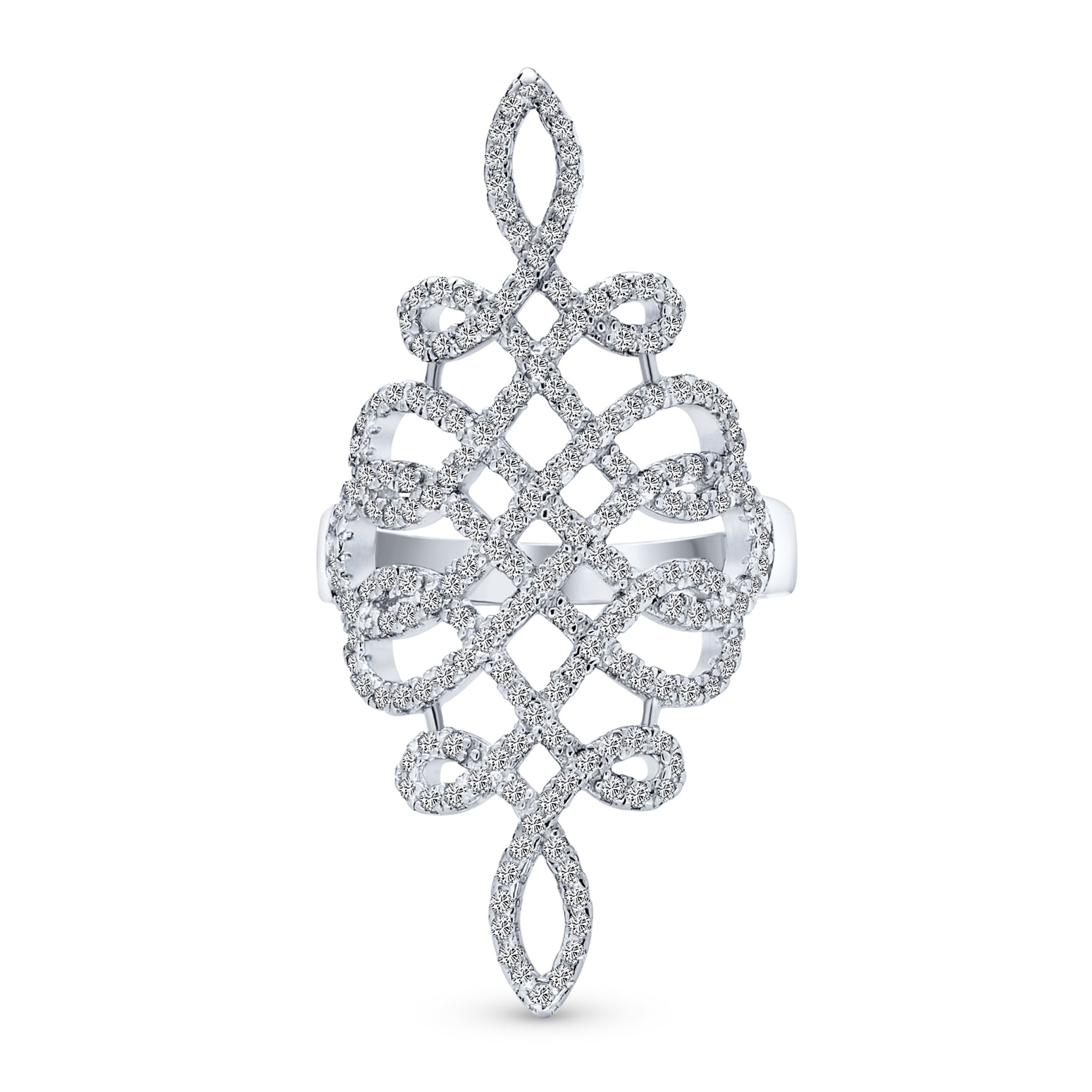 Bling Jewelry Womens Pave Cubic Zirconia CZ Full Finger Statement Swirl ...