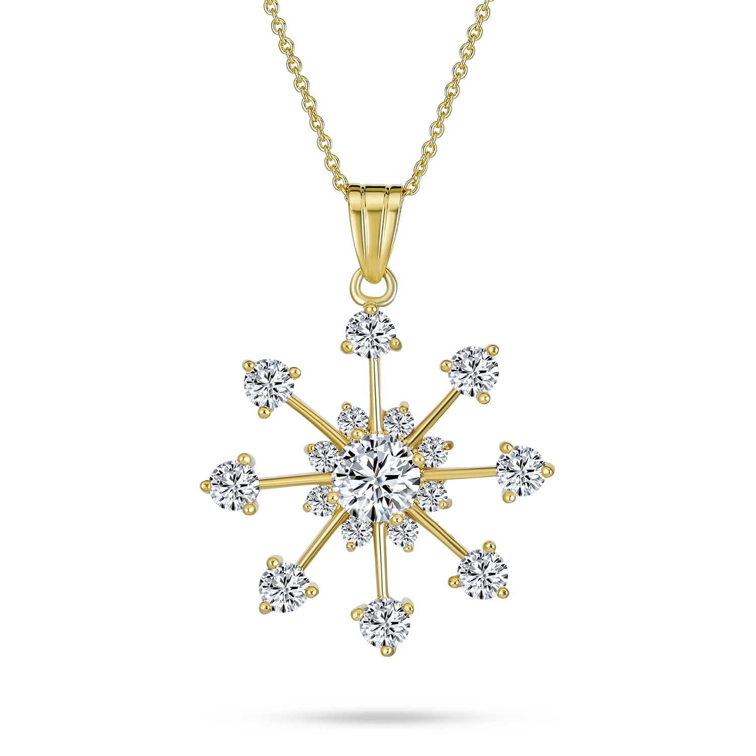 Bling Jewelry Womens Festive Christmas CZ Snowflake Pendant Necklace ...