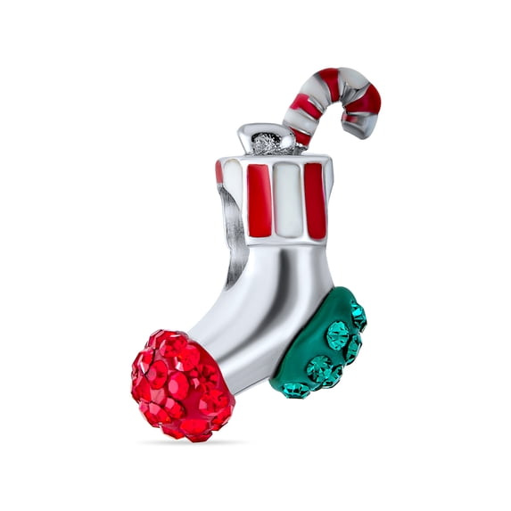 Bling Jewelry Womens Sterling Silver Red Green Crystal Candy Cane ...