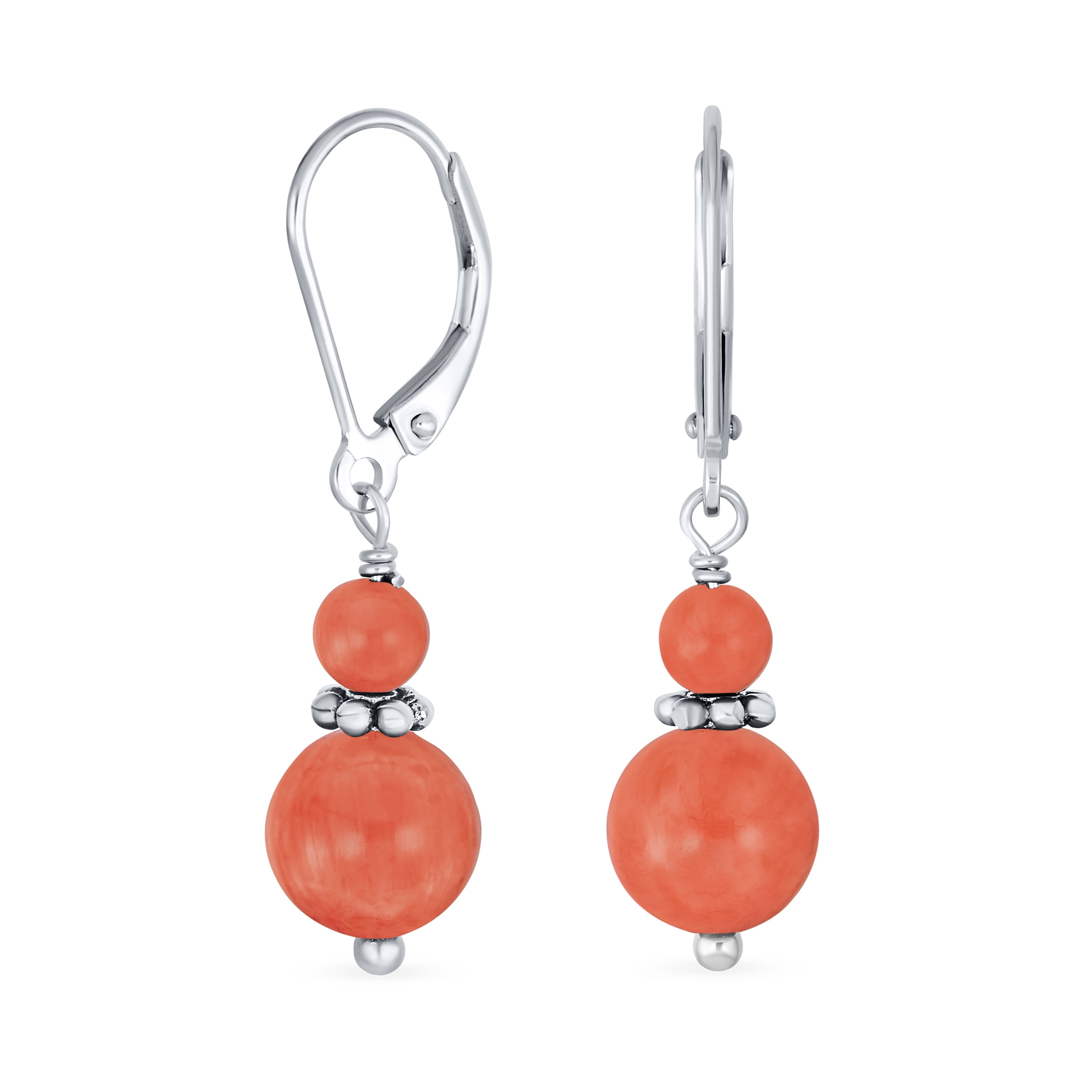 Bling Jewelry Womens Bali Style Milgrain Rondel Orange Coral Double ...