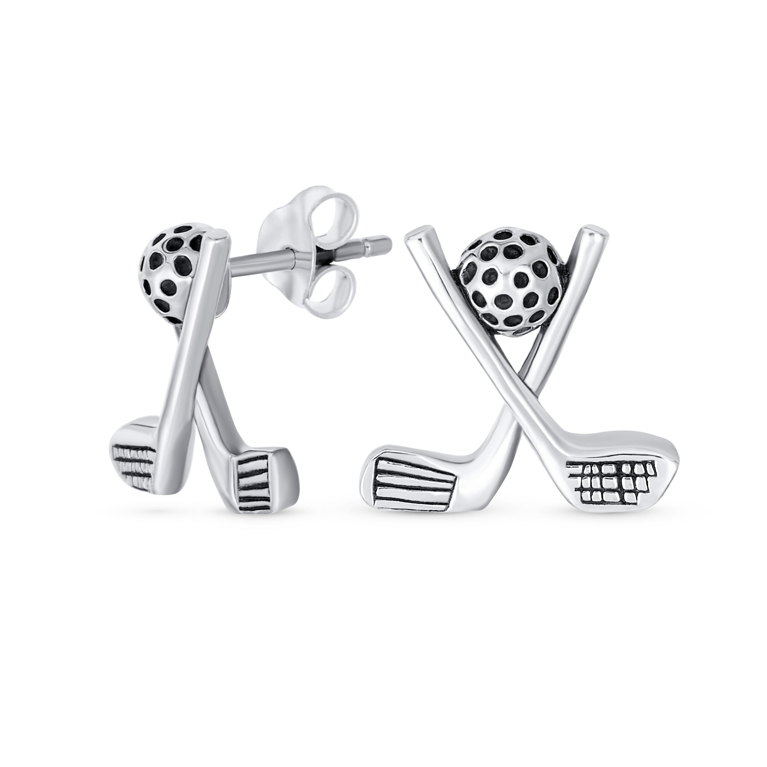 Bling Jewelry Womens Golfer Gift Sport Athlete Stud Earrings Oxidized ...
