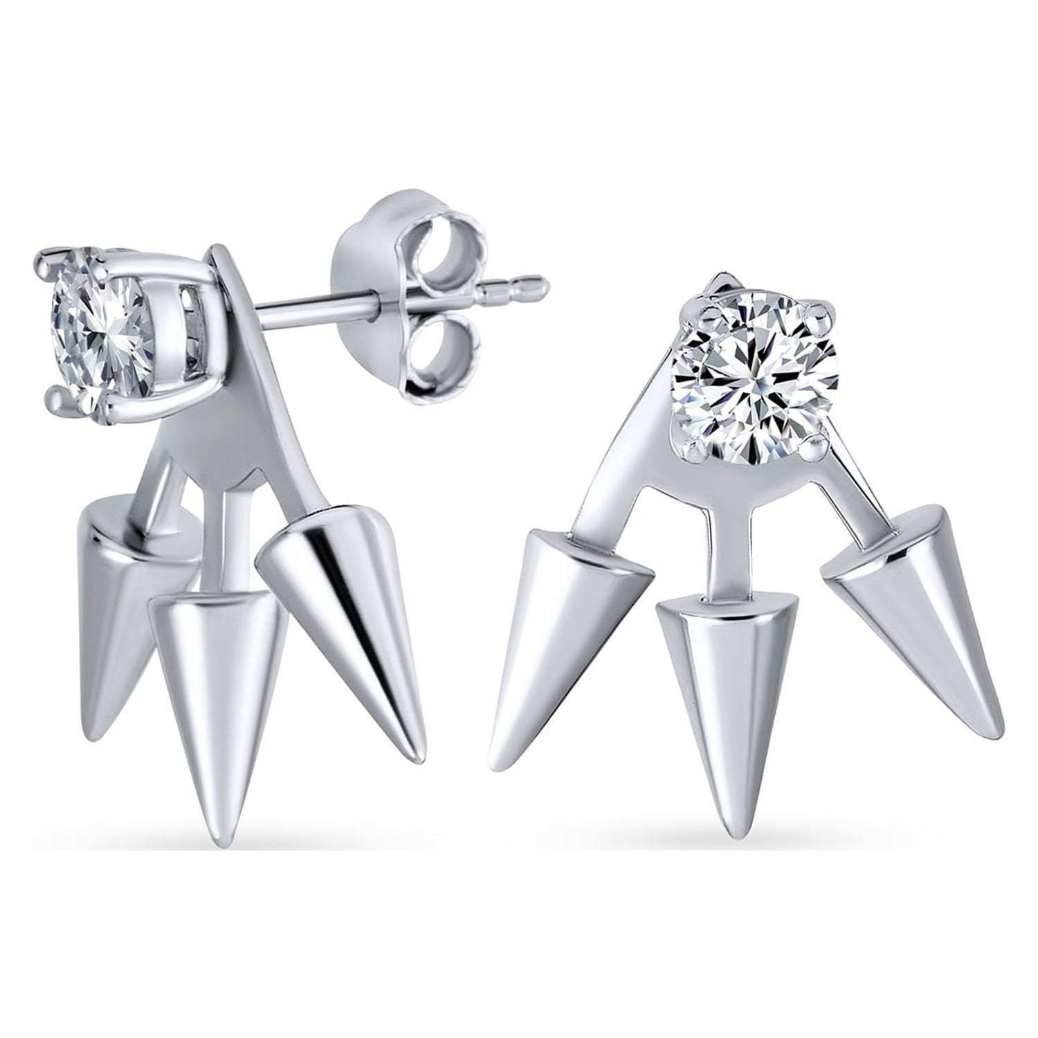 Bling Jewelry Womens Goth Spike Arrow Earring Jacket with CZ Black 14k ...