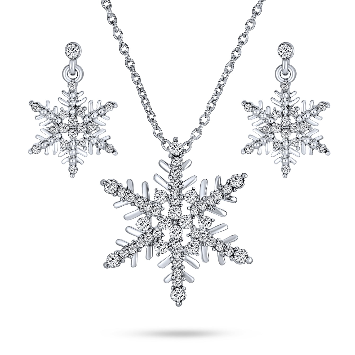Bling Jewelry Womens Holiday Crystal Snowflake Pendant Necklace and ...
