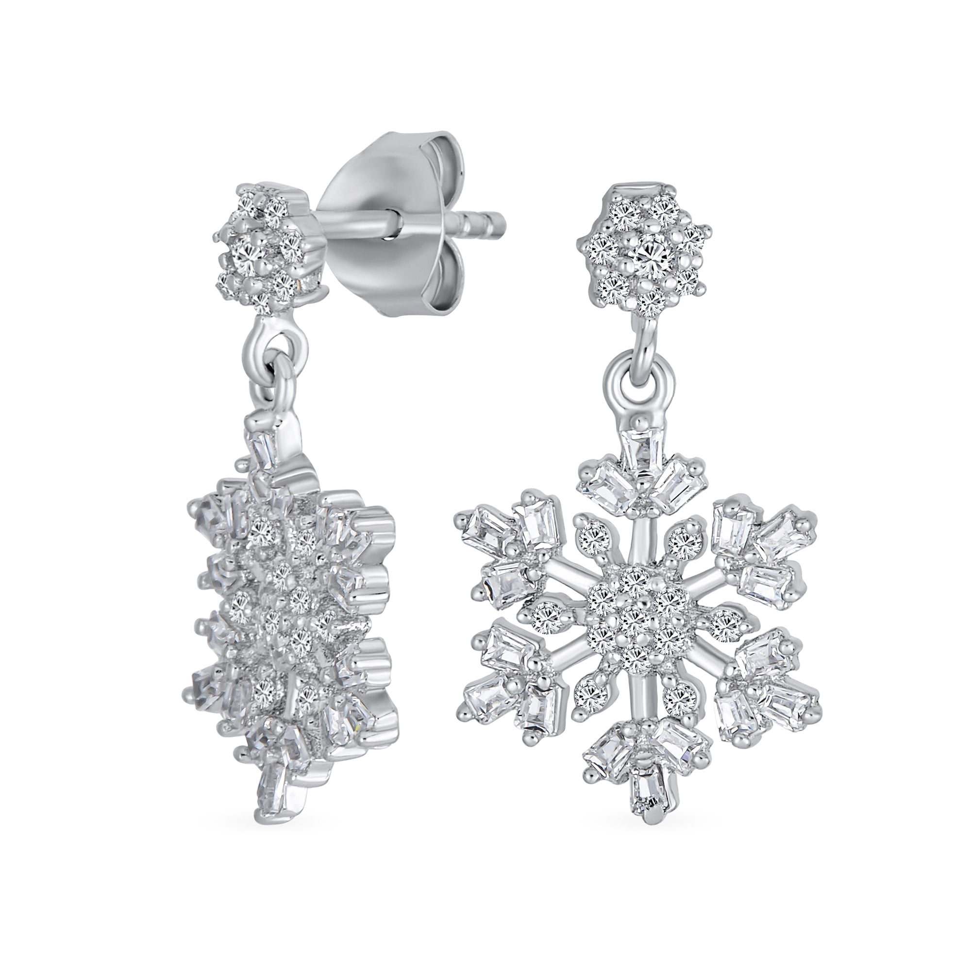 Bling Jewelry Christmas Hypoallergenic Winter Snowflake Stud Earrings ...