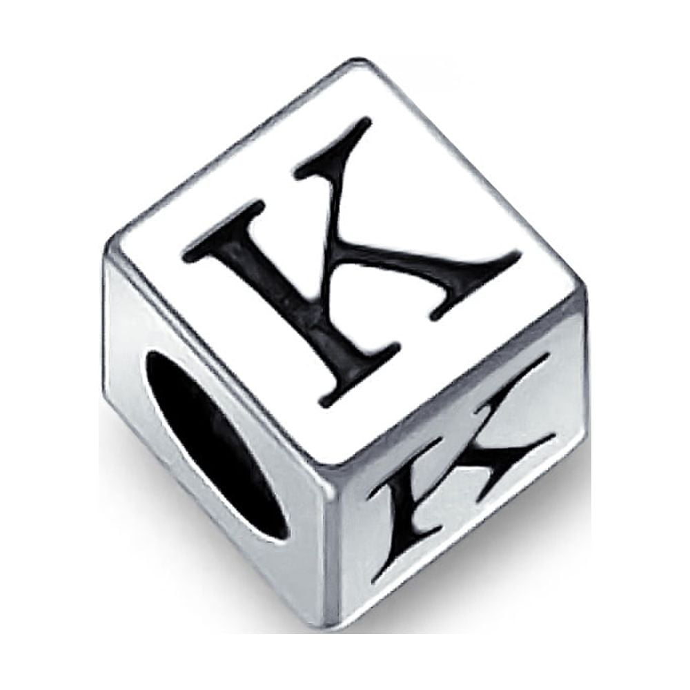 Bling Jewelry Womens Initial Alphabet Bead Charm A-Z Sterling Silver ...