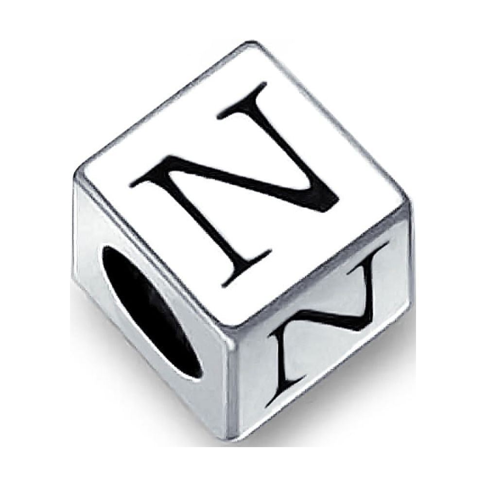 Bling Jewelry Womens Initial Alphabet Bead Charm A-Z Sterling Silver ...
