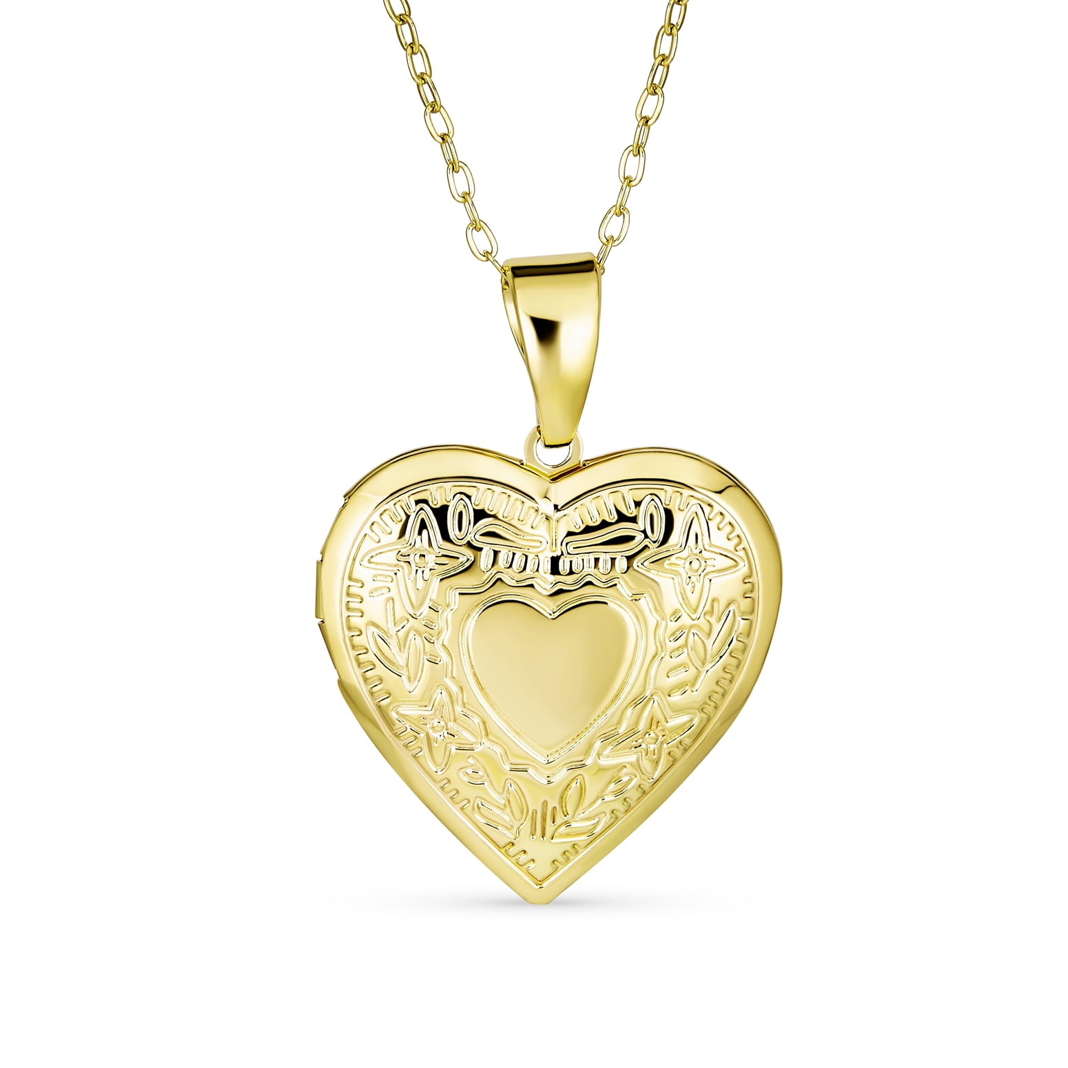 Bling Jewelry Womens Initials Vintage Style Heart Photo Locket Necklace ...