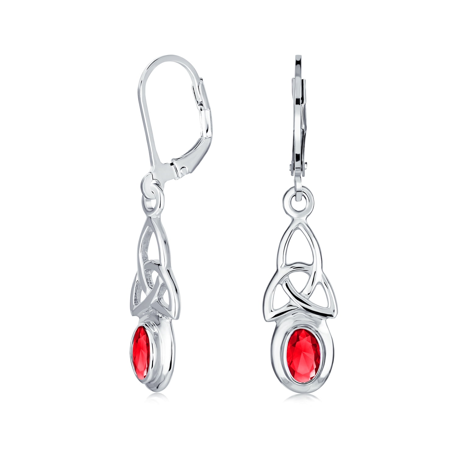 Bling Jewelry Womens Irish Love Knot Oval Bezel Simulated Ruby Dangle ...