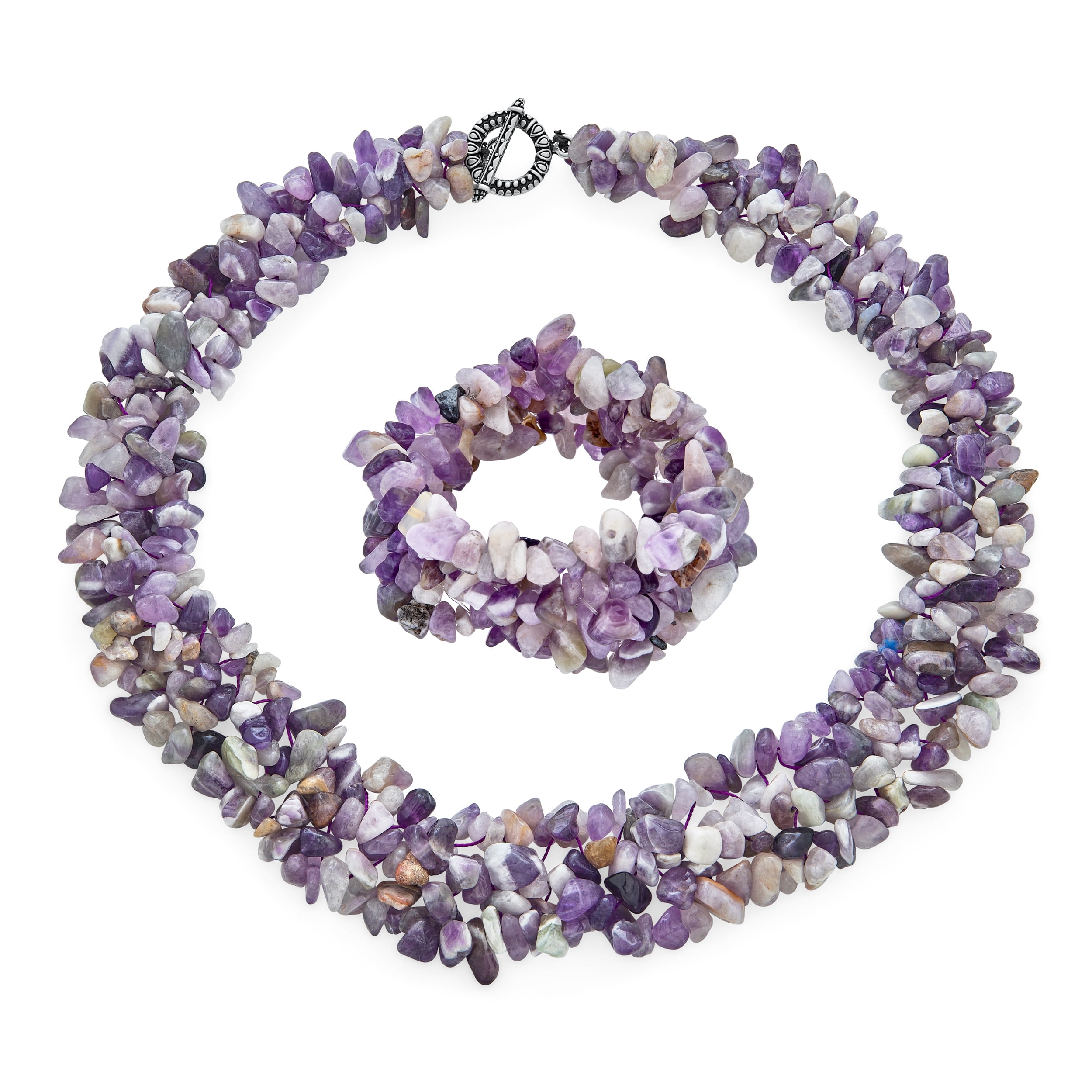 Bling Jewelry, Amethyst Gemstone Bib Necklace and Bracelet Set ...