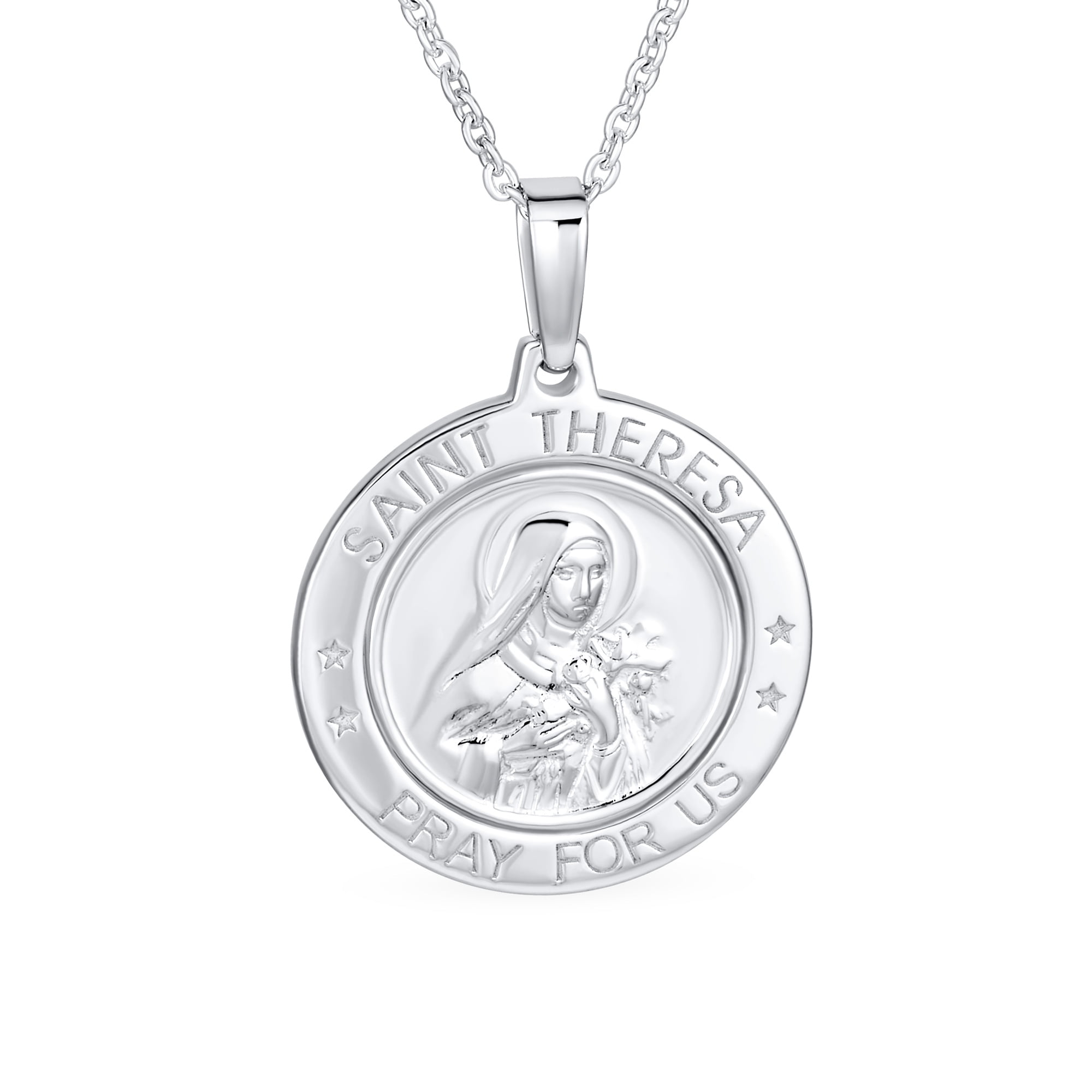 Bling Jewelry Womens Large Patron of Missions Saint Theresa Pendant ...