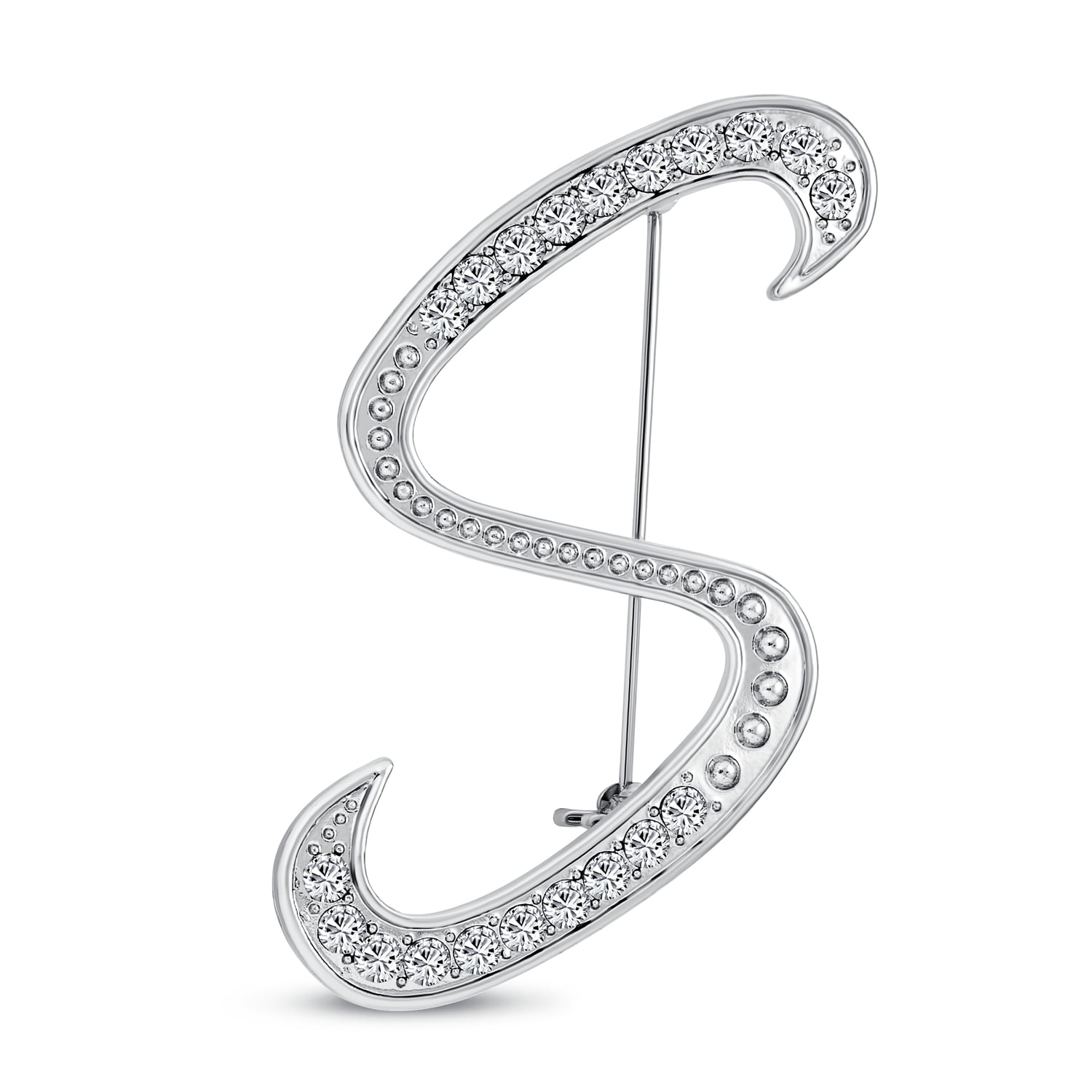 Bling Jewelry Womens Large Statement ABC Pave Crystal Monogram Brooch ...