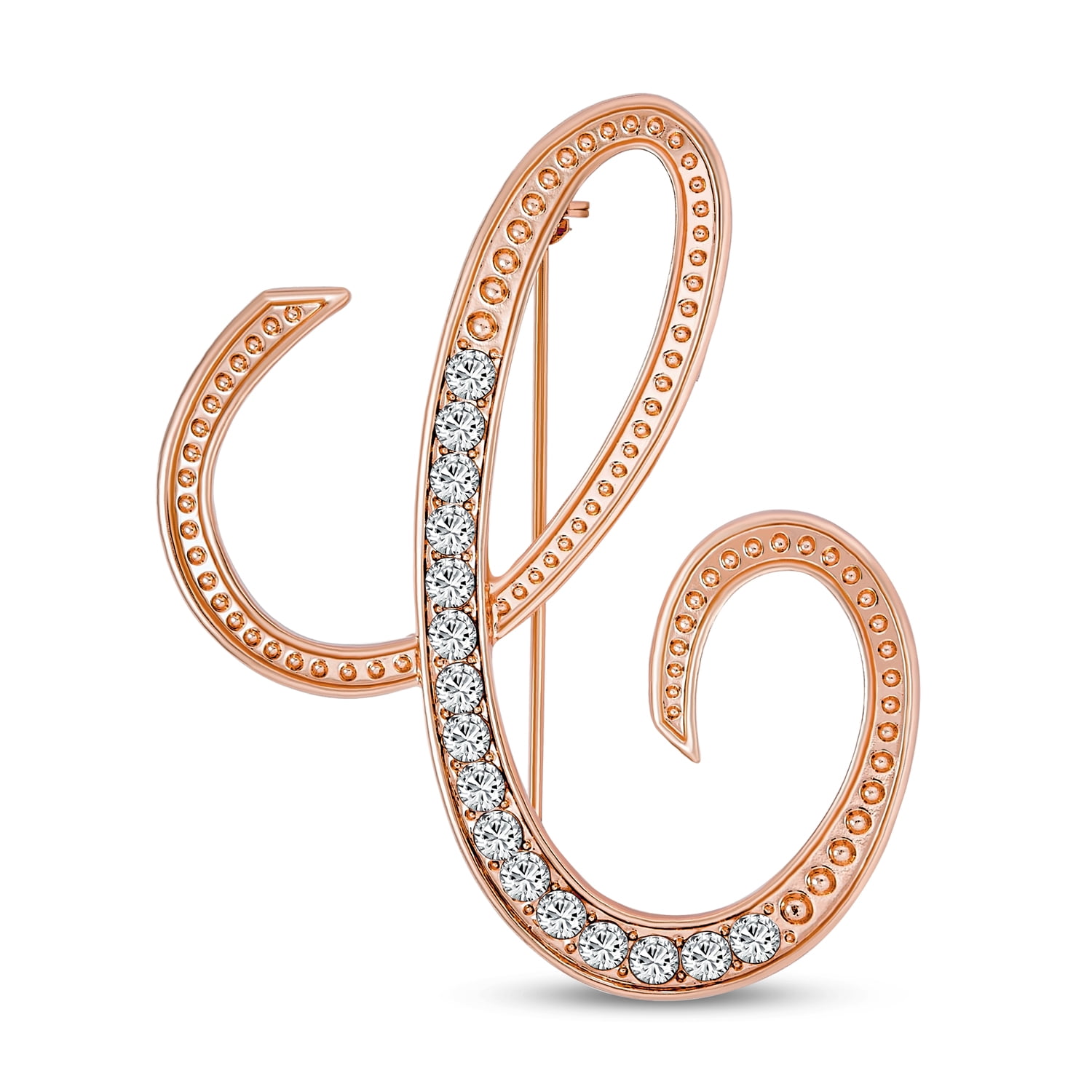 Bling Jewelry Womens Large Statement ABC Pave Crystal Monogram Brooche ...
