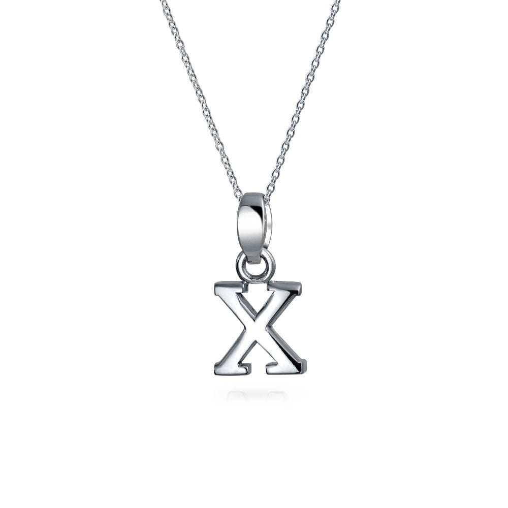 Bling Jewelry Womens Letter X Block Alphabet Initial Pendant Necklace ...