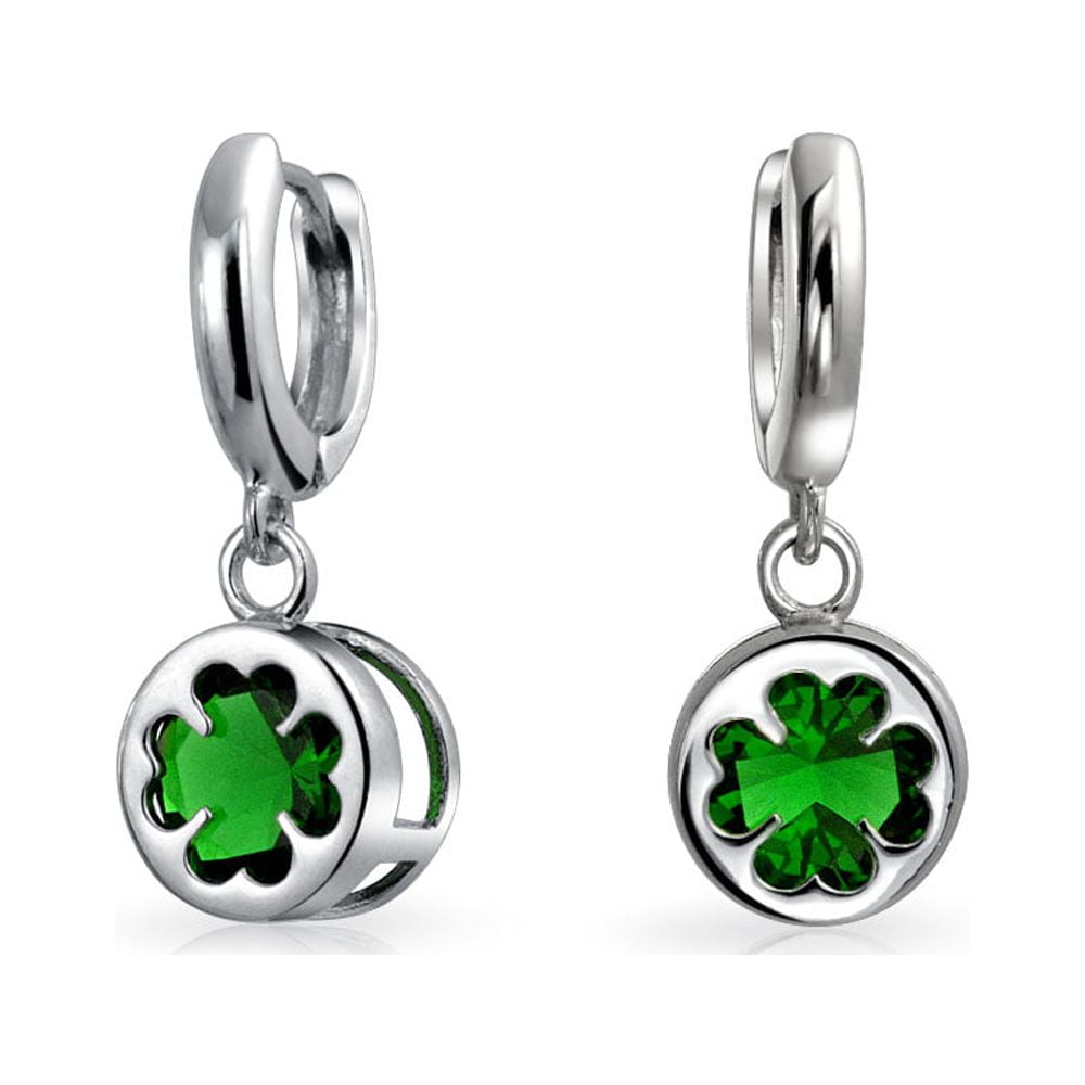Bling Jewelry Womens Luck of the Irish Shamrock Green CZ Clover Dangle ...