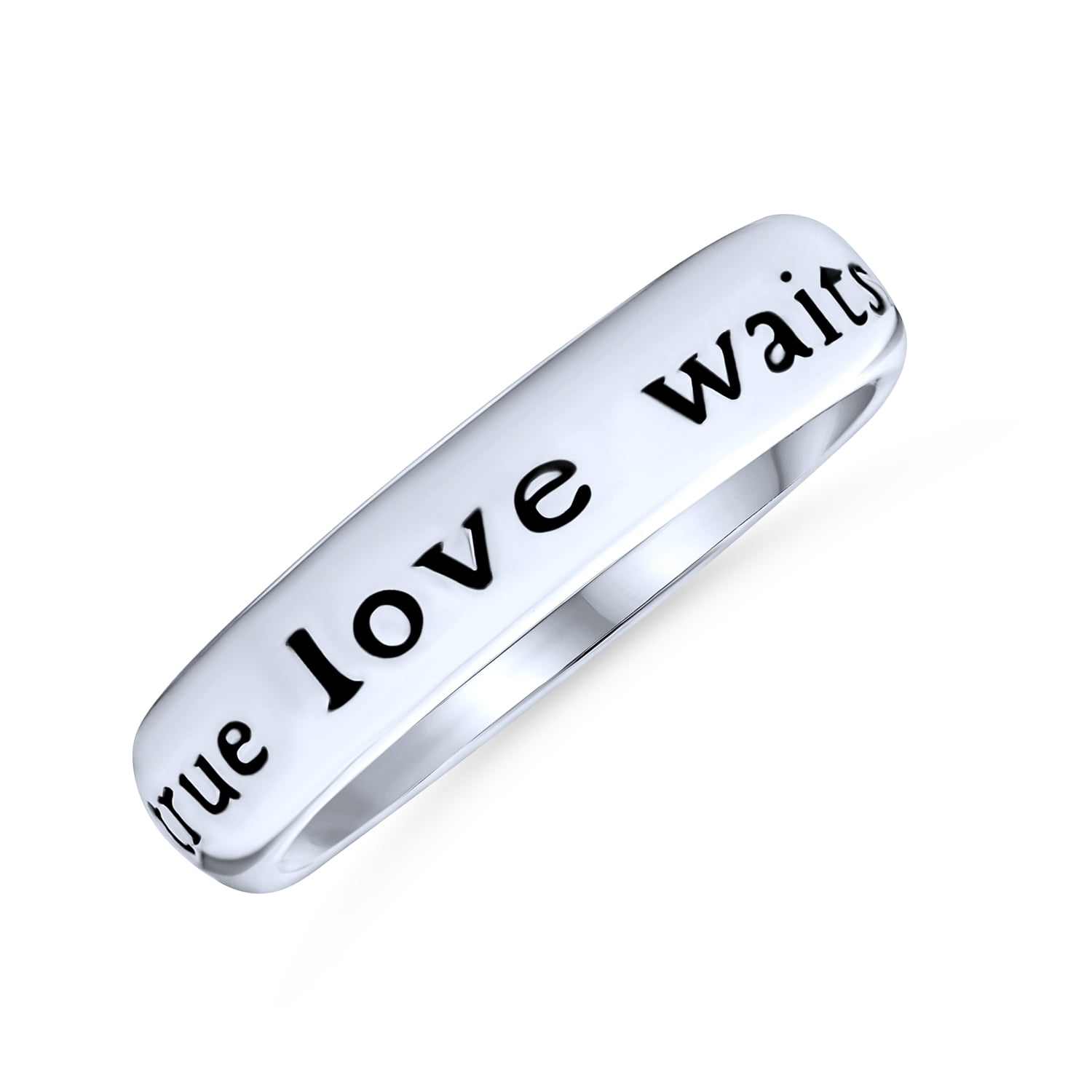 Bling Jewelry Womens Mantra True Love Waits Purity Promise Silver Ring ...