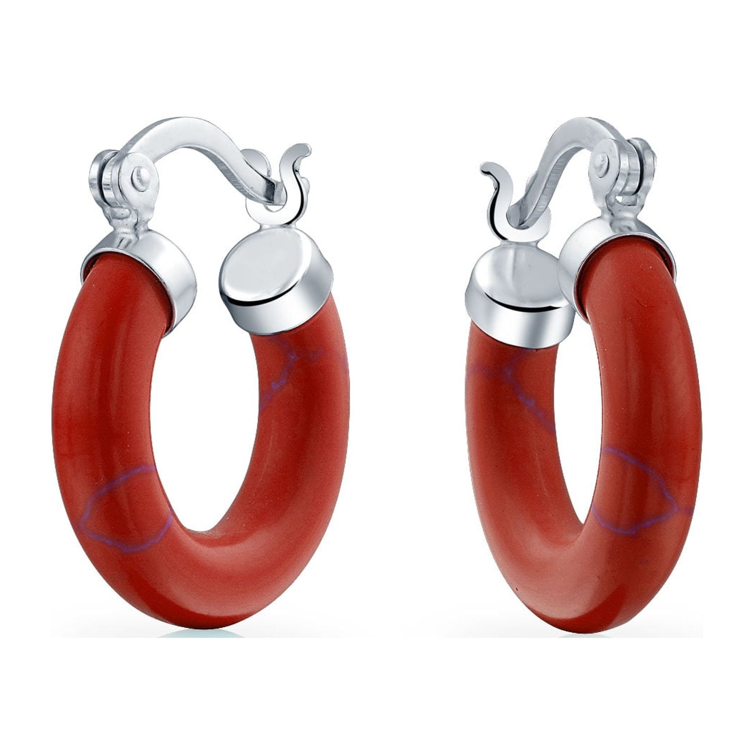 Bling Jewelry Womens Hoop Huggie Earrings Coral Turquoise Pink Jade Onyx Silver - Walmart.com