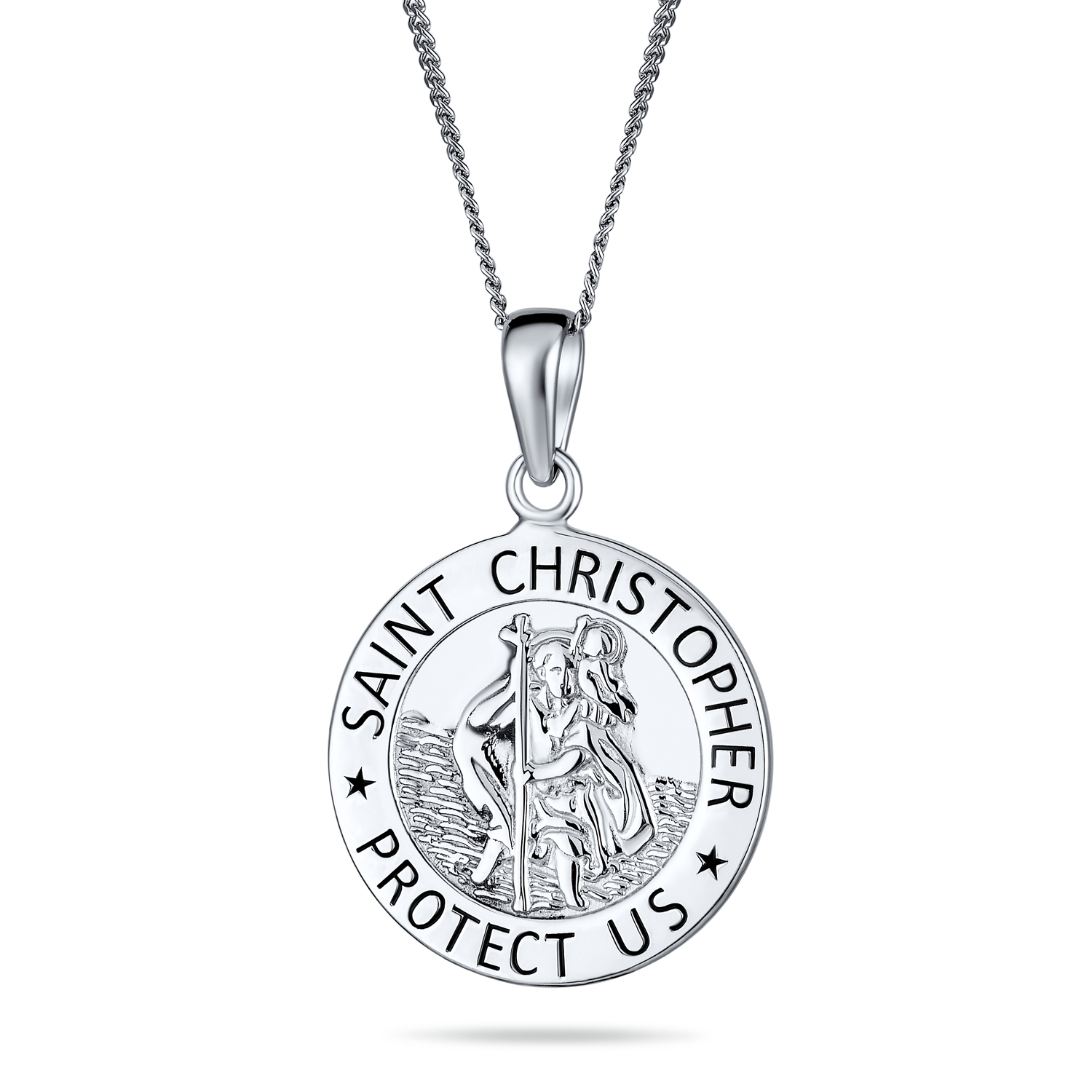 Bling Jewelry Womens Medium Saint Christopher Pendant Necklace Sterling ...
