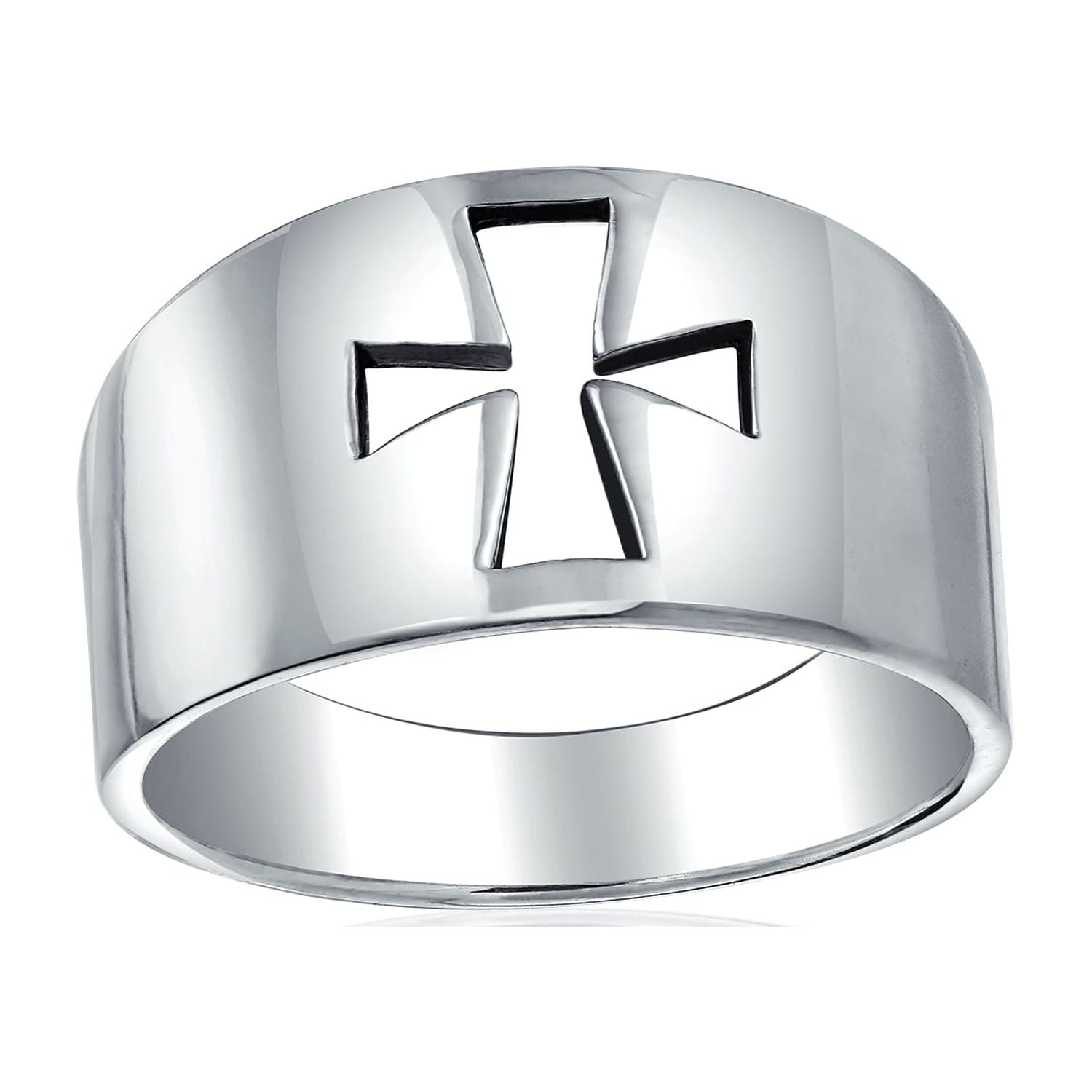Bling Jewelry Womens Mens Silver Ring Saint John Christian Cross Signet ...