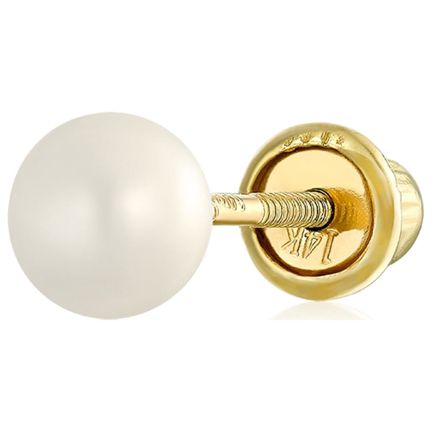 Bling Jewelry Womens Minimalist 4MM Pearl 14K Gold Cartilage Ear Stud ...