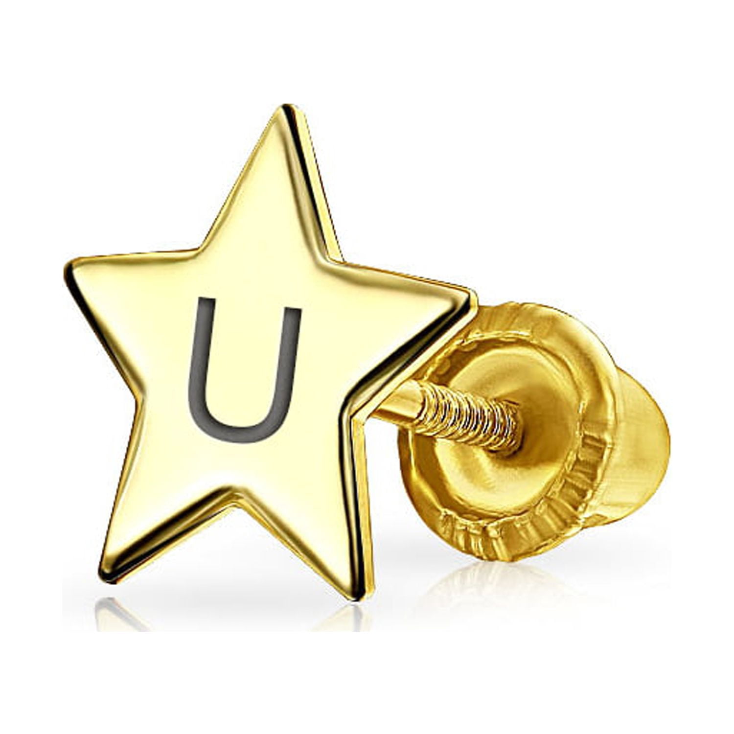 Bling Jewelry Womens Minimalist Alphabet Cartilage Ear Stud Earrings ...