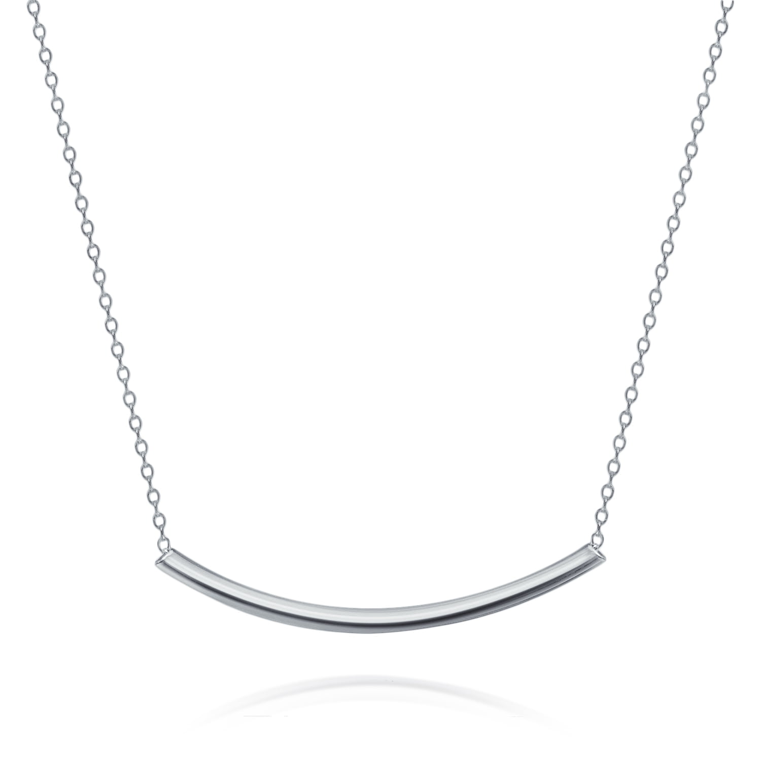 Bling Jewelry Curved Bar Pendant Necklace, Simple Sideways Horizontal ...