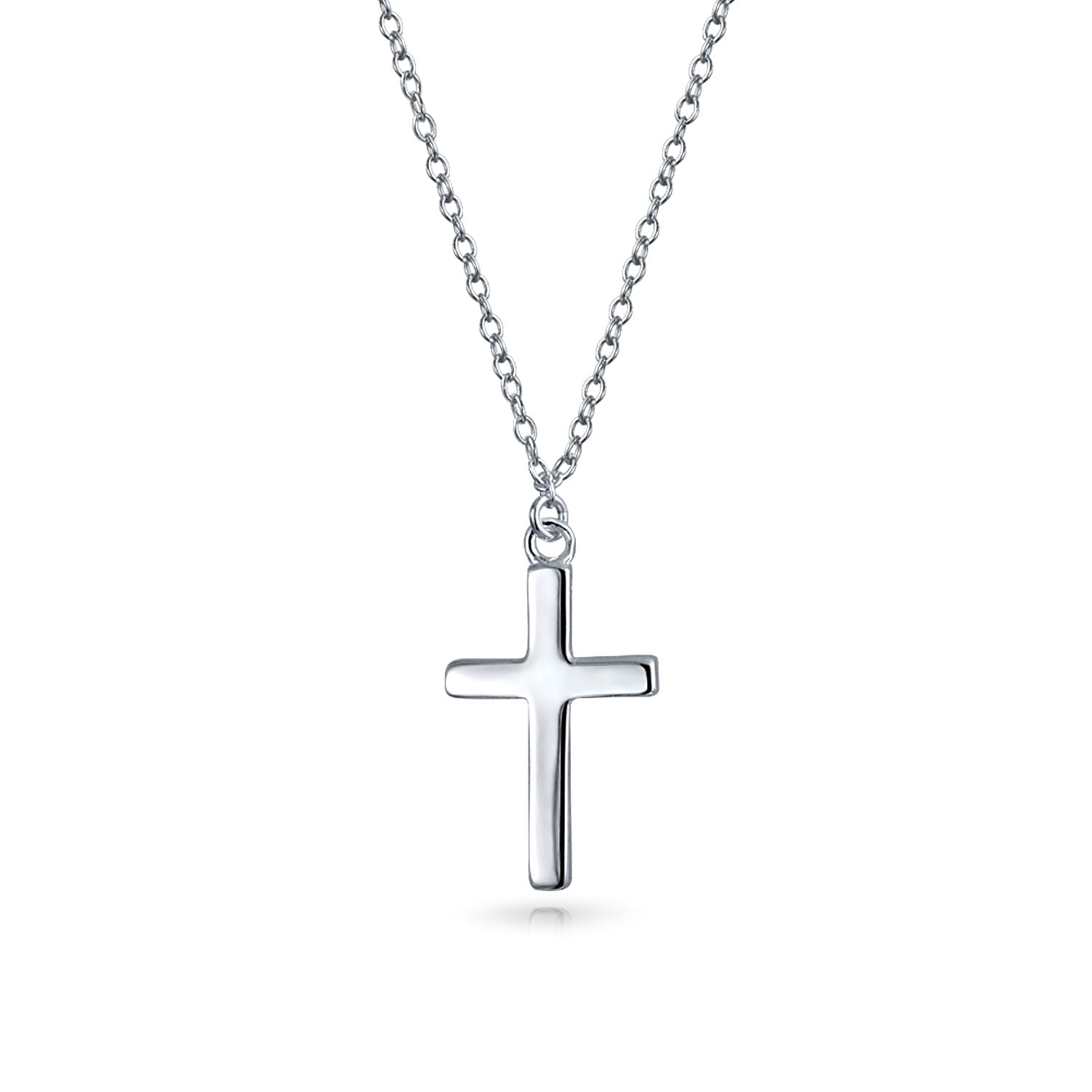 Bling Jewelry Hypoallergenic Small Flat Cross Pendant Necklace .925 ...