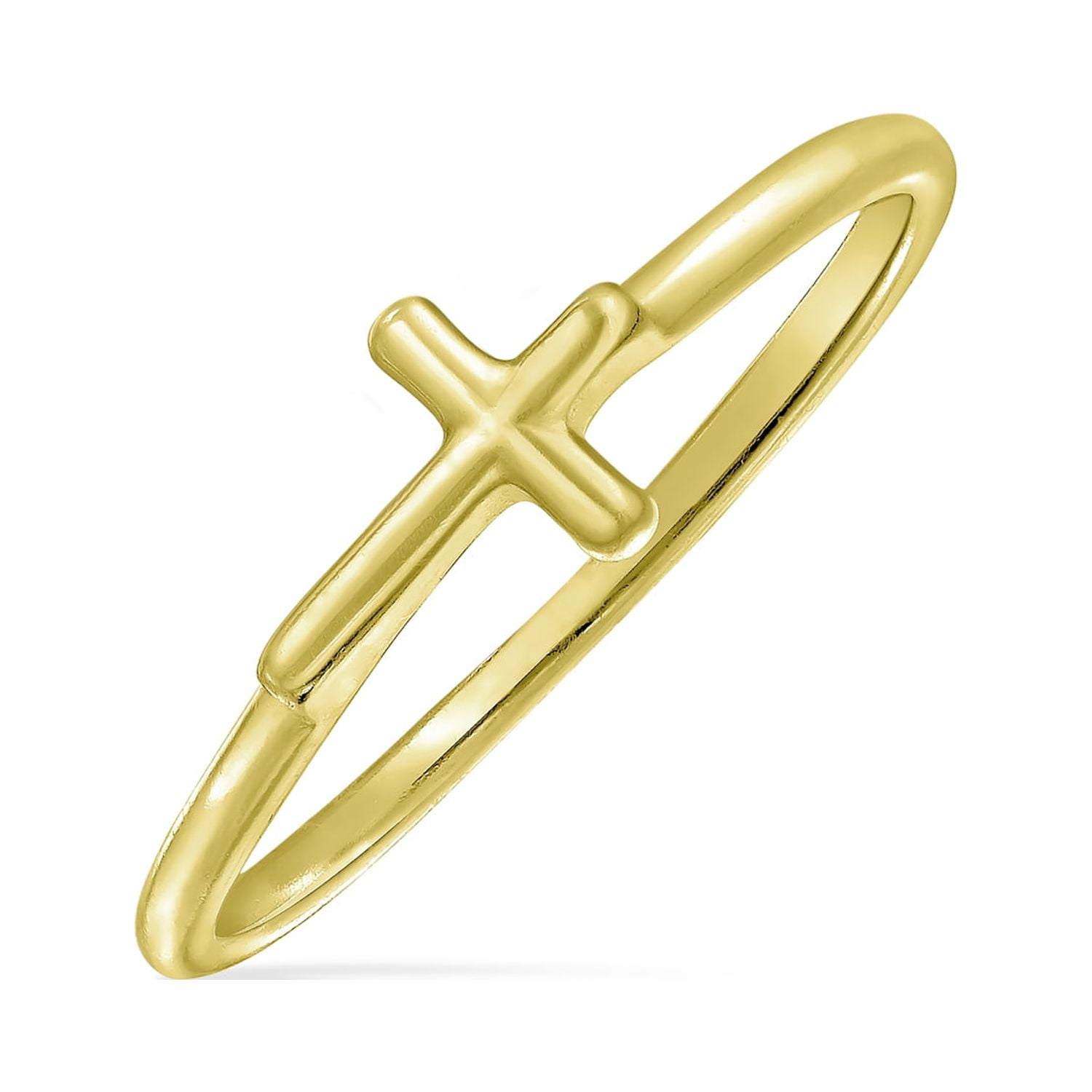 Bling Jewelry Womens Tiny Stackable Religious Sideways Cross Ring 1MM ...