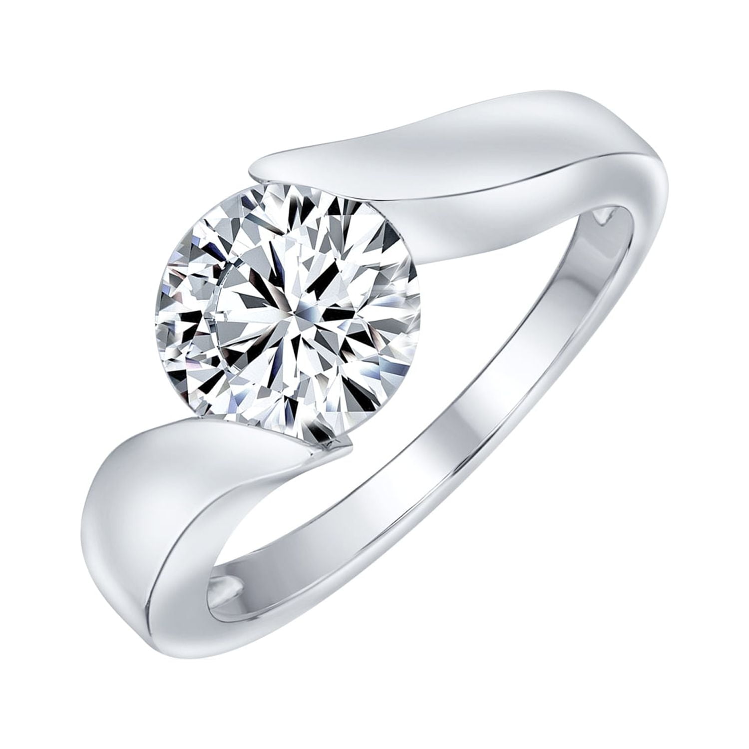 Bling Jewelry Womens Modern 3CT Round CZ Tension Set Solitaire ...