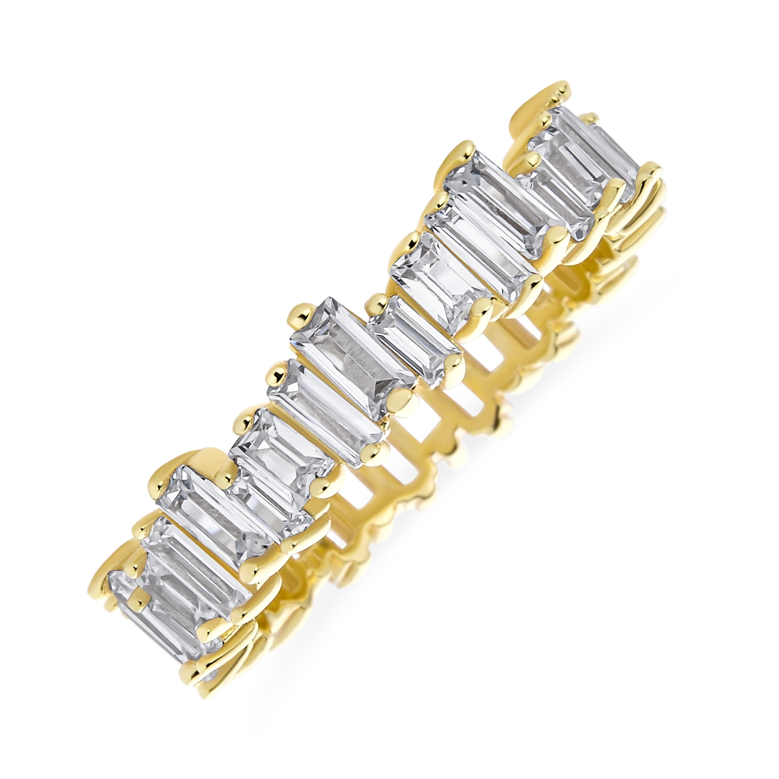 Bling Jewelry Womens CZ Zig Zag Baguette Eternity Wedding Band Ring ...