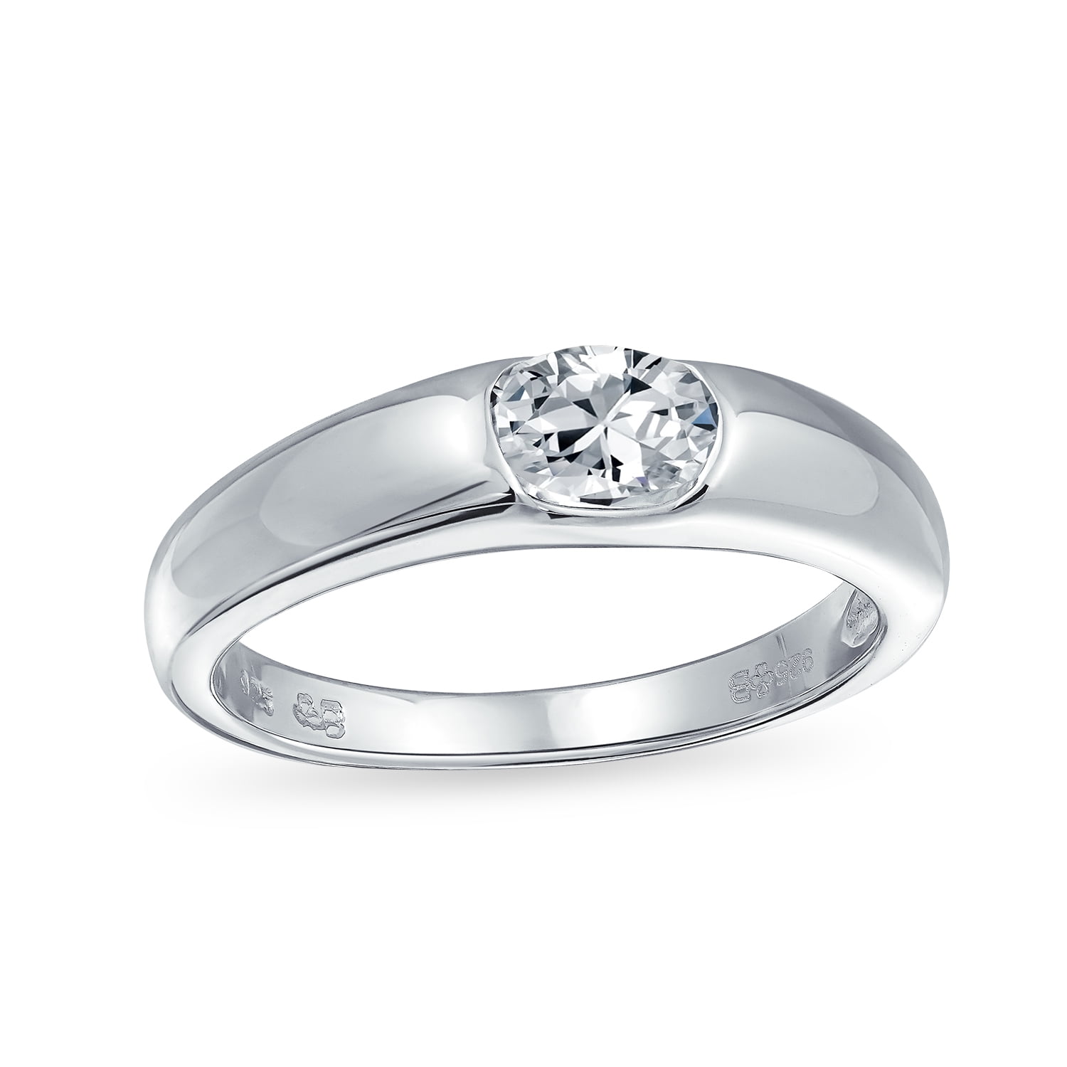 Bling Jewelry Womens Modern Minimalist .50 CT CZ Round Solitaire ...