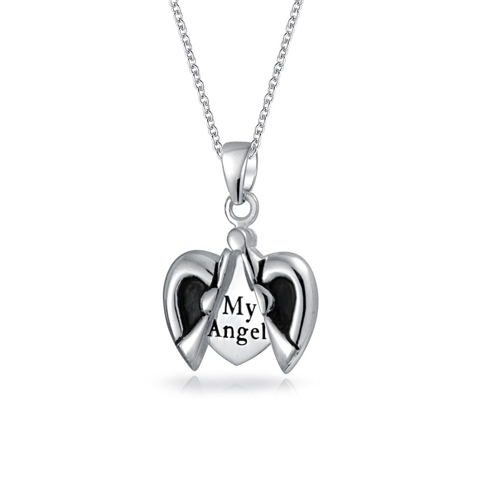 Bling Jewelry Womens My Angel WORD Heart Angel Wing Locket Pendant ...