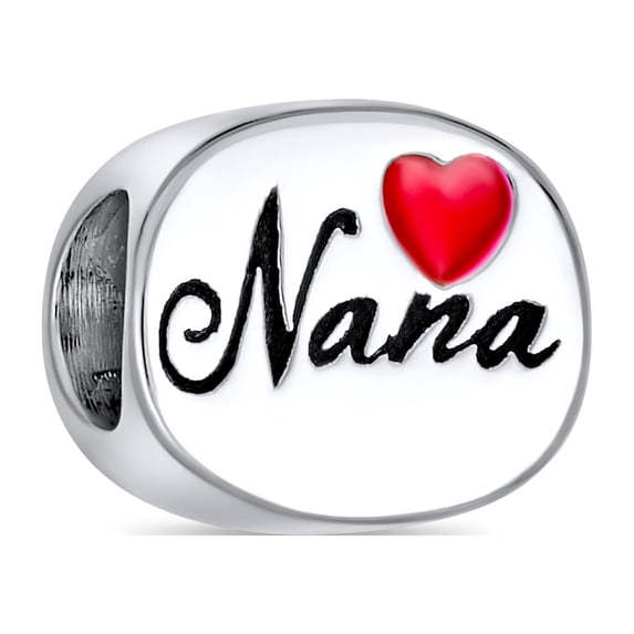 Bling Jewelry Womens Sterling Silver Nana Grandma Family Oval Red Heart ...