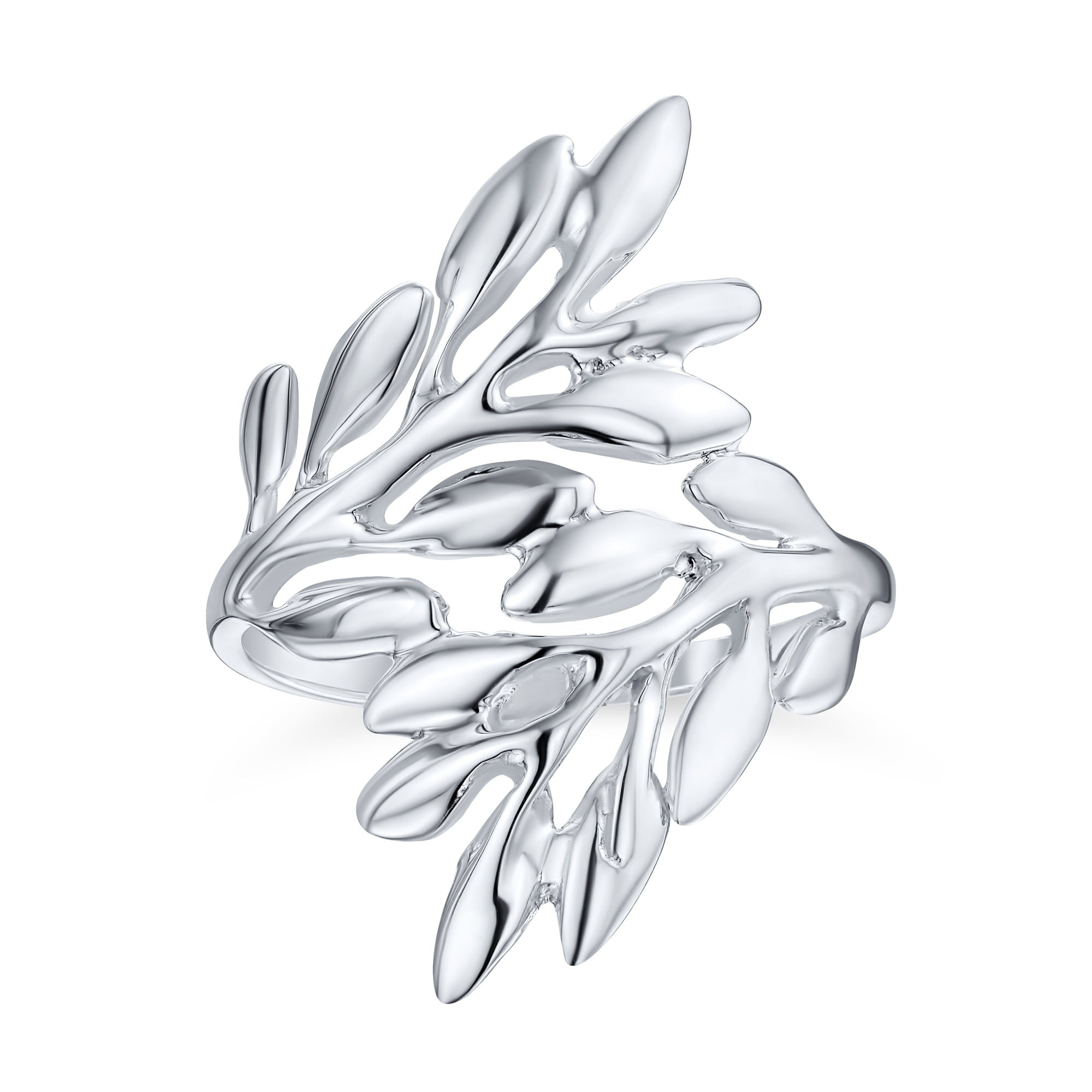Bling Jewelry Womens Nature-Inspired Ivy Laurel Vine Leaf Bypass Sterling Silver Ring - Walmart.com