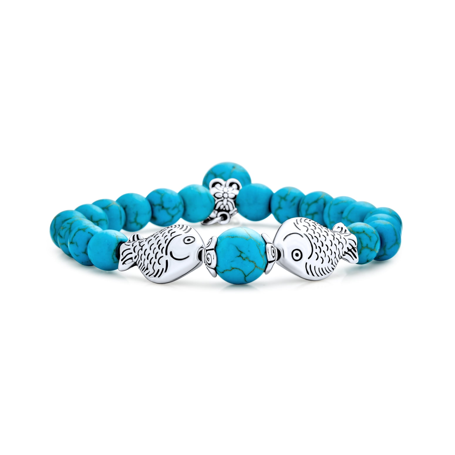 Bling Jewelry Womens Nautical Blue Turquoise Pisces Charm Stretch ...