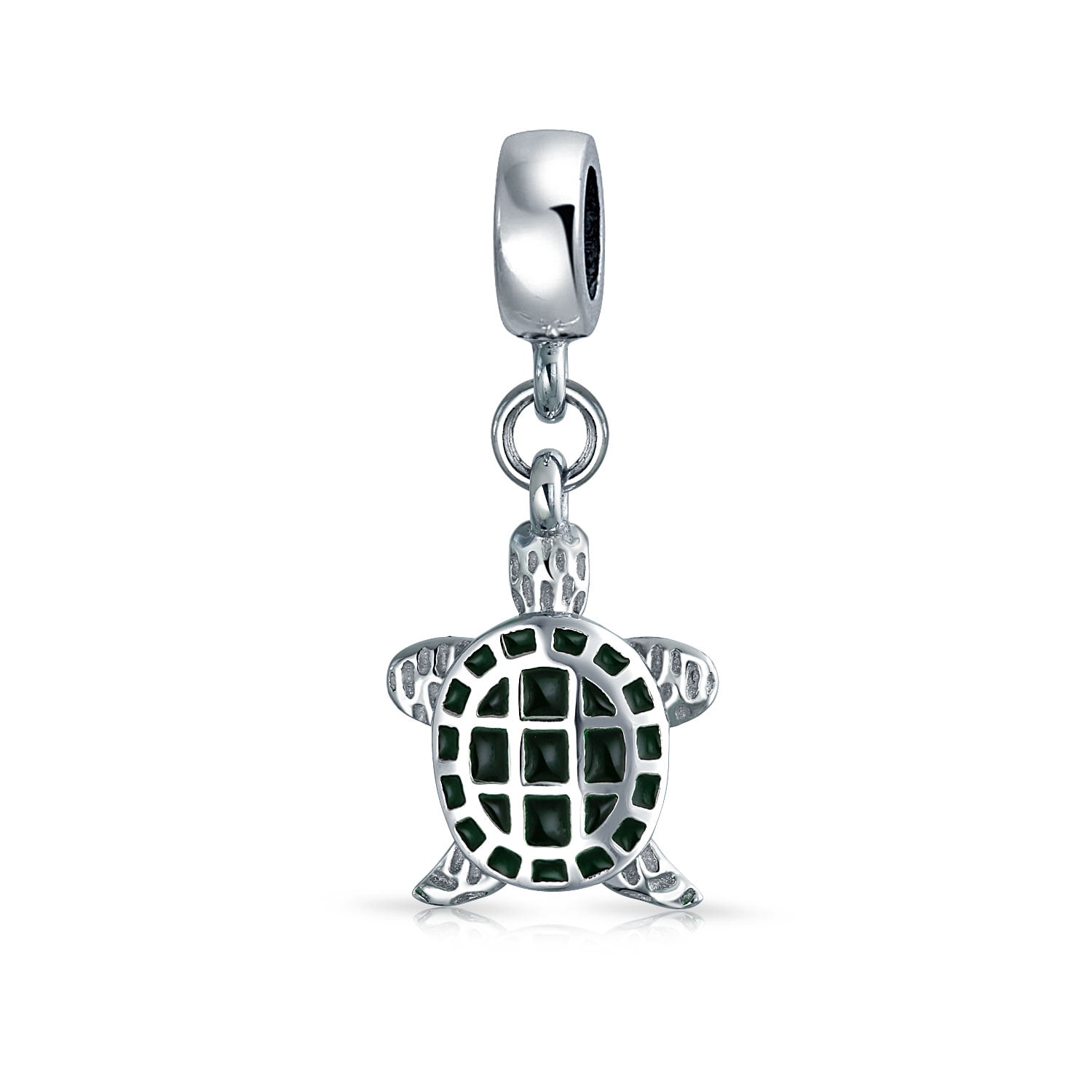 Bling Jewelry Womens Nautical Green Turtle Dangle Charm Bead Sterling ...