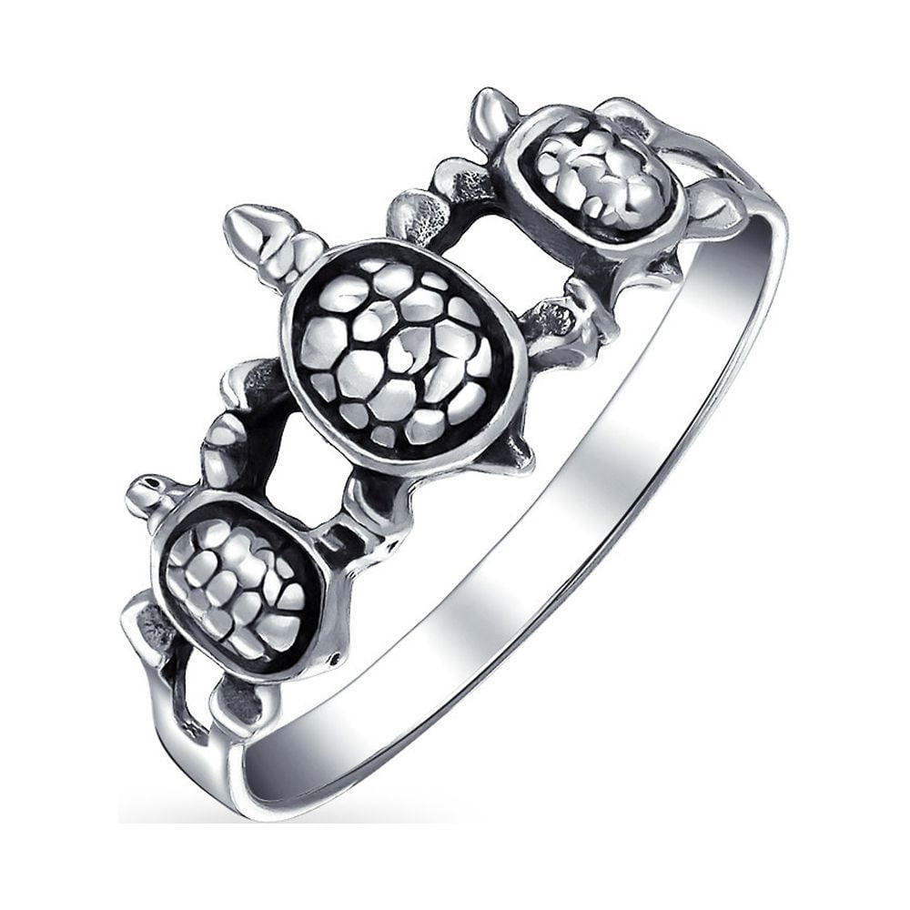Bling Jewelry Womens Nautical Sea Turtle Silver Ring for Best Friends ...