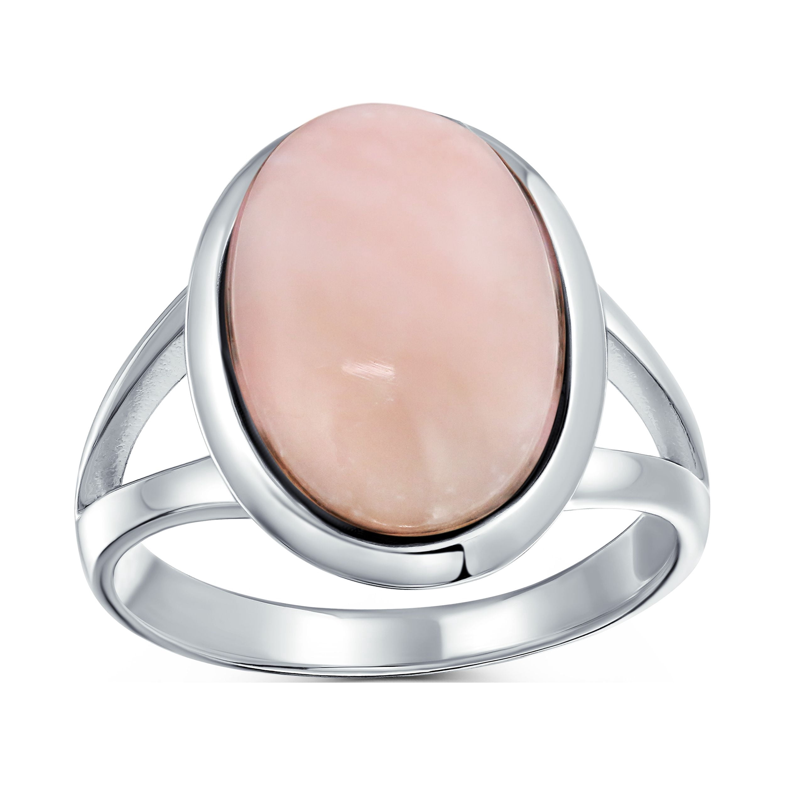 Bling Jewelry Womens Oval Cabochon Moonstone Silver Ring with Split ...