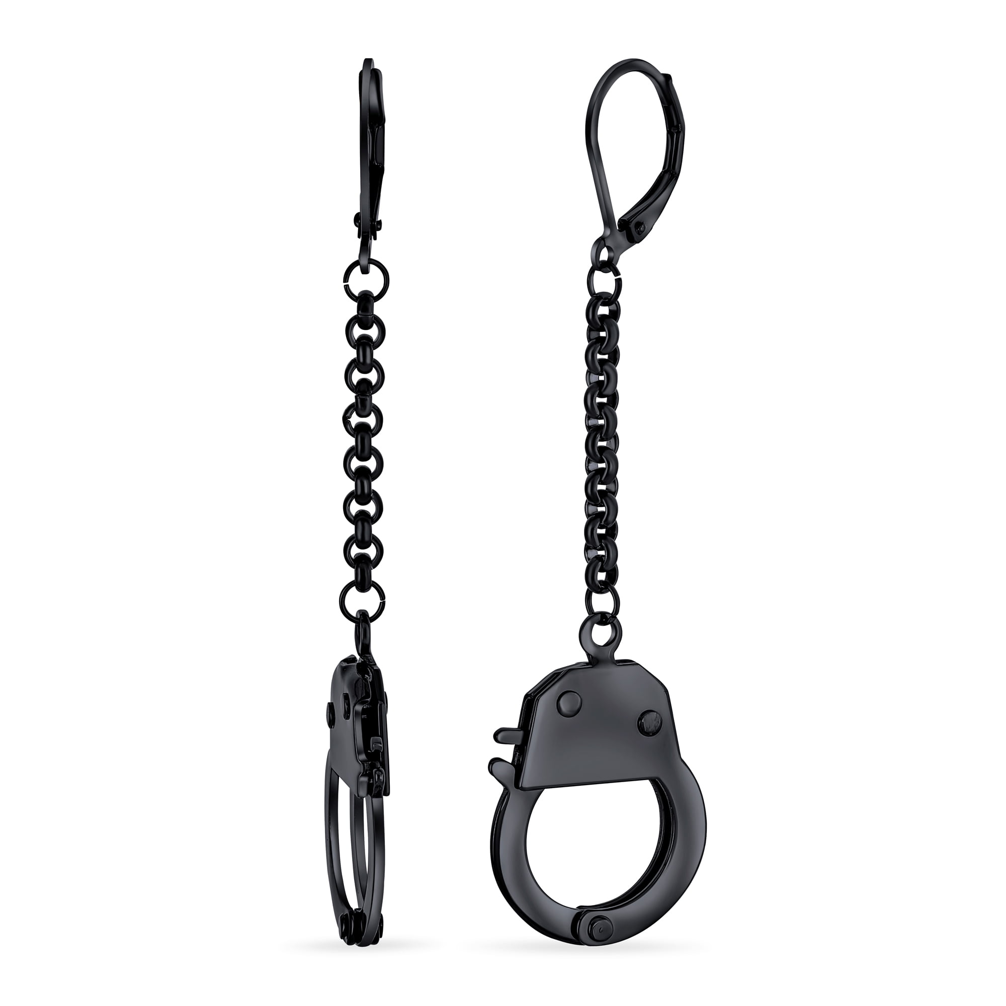 Bling Jewelry Womens Partners Couples Grey Handcuffs Lever Back Dangle ...