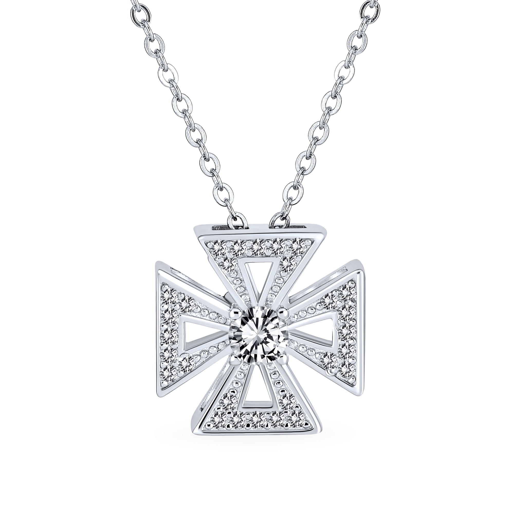 Bling Jewelry Womens Pave CZ Masonic Knight Templar Cross Pendant ...